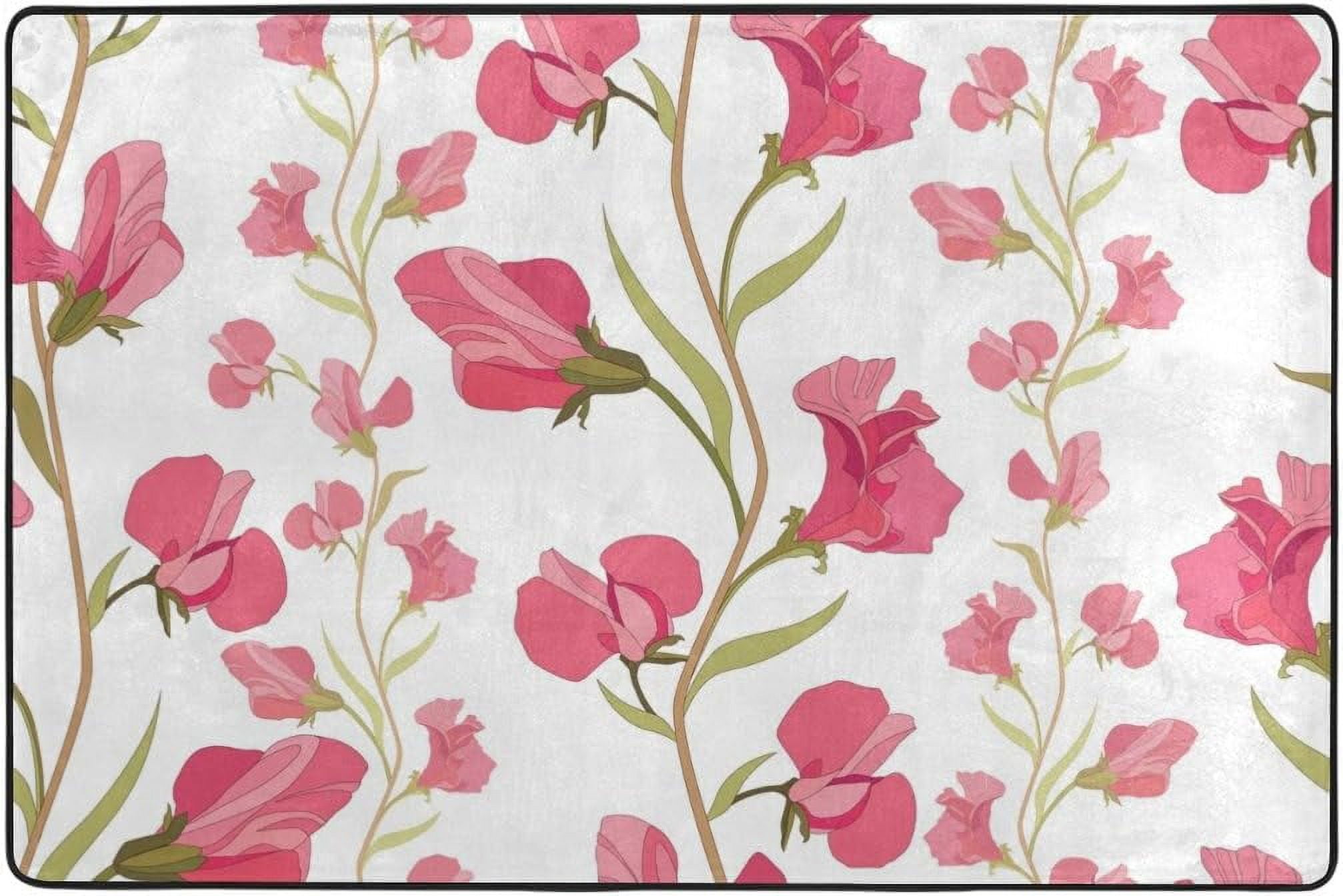 SKYSONIC Flower Background Area Rug Pad 24x36 Inch 100% Light Weight ...