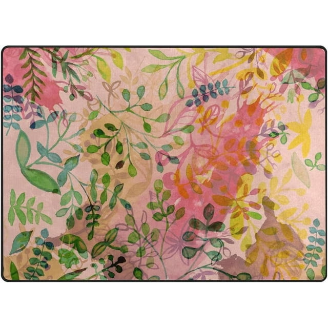 SKYSONIC Flower Tropical Plants Area Rug Pad - 63x48 inch - 100% Light ...