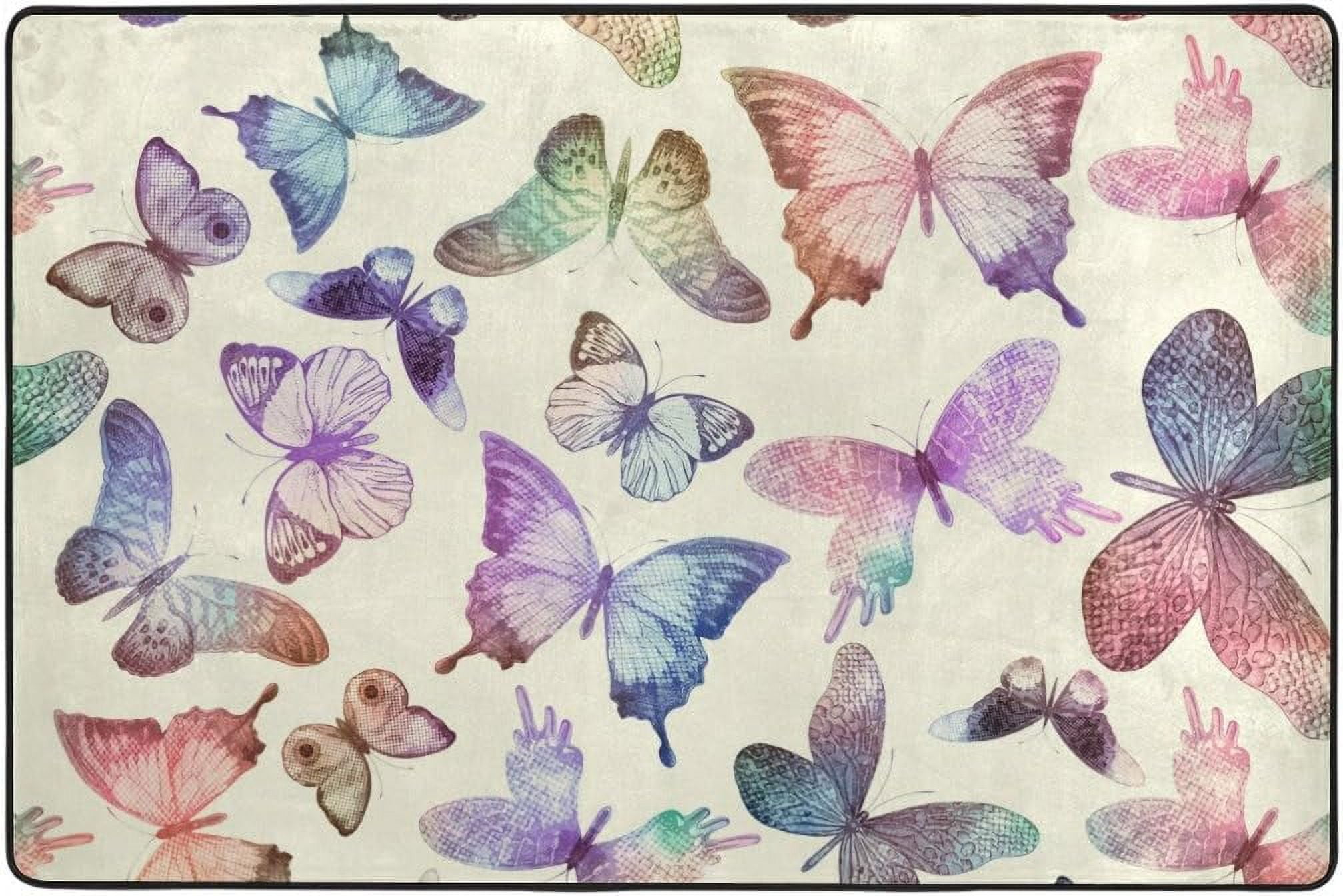 SKYSONIC Flying Butterflies Area Rug Pad - 72x48 inch - 100% Light ...