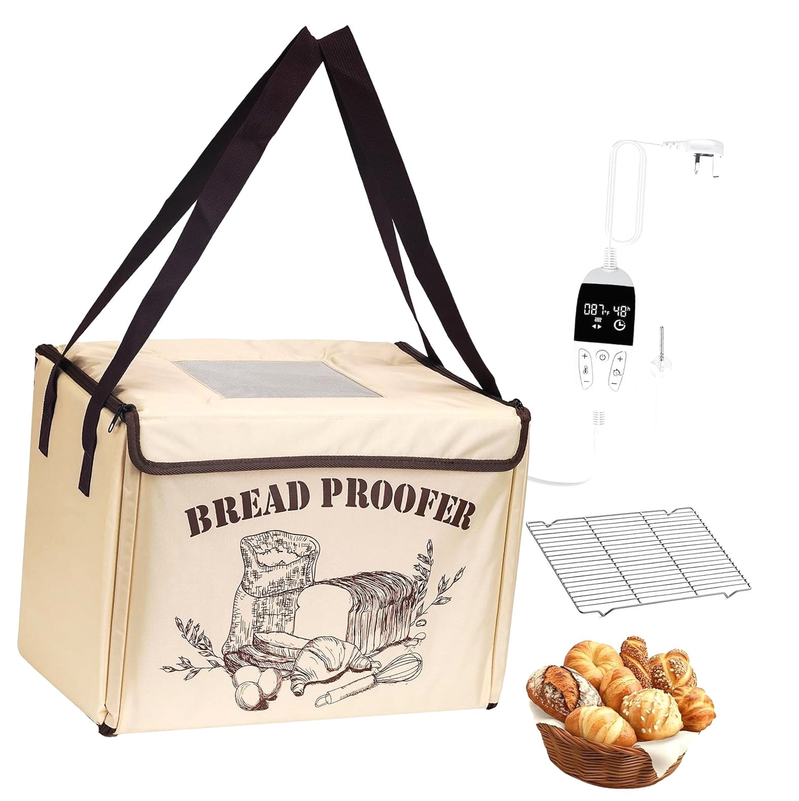 SKYSONIC Foldable Bread Proofing Box with 50-113° Temp Control 48H ...