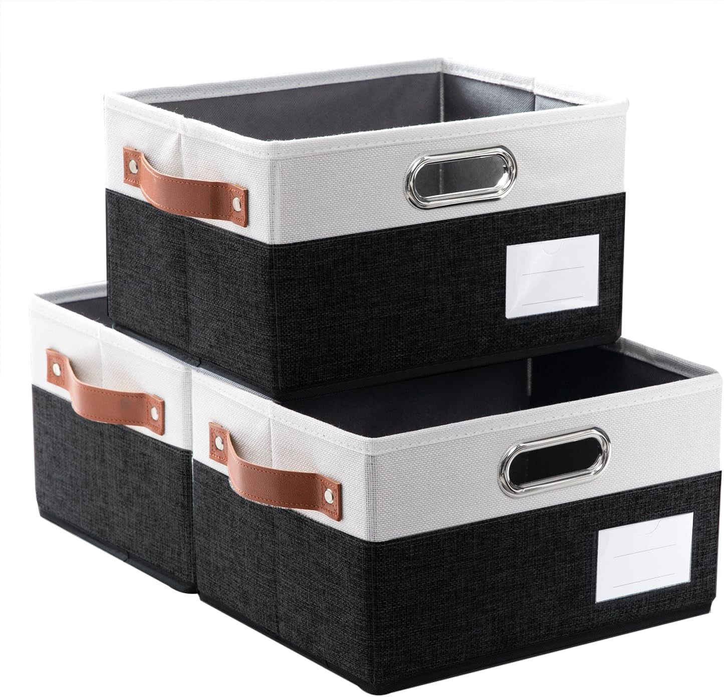 SKYSONIC Foldable Storage Bins with Handles [3-Pack] Fabric Collapsible ...
