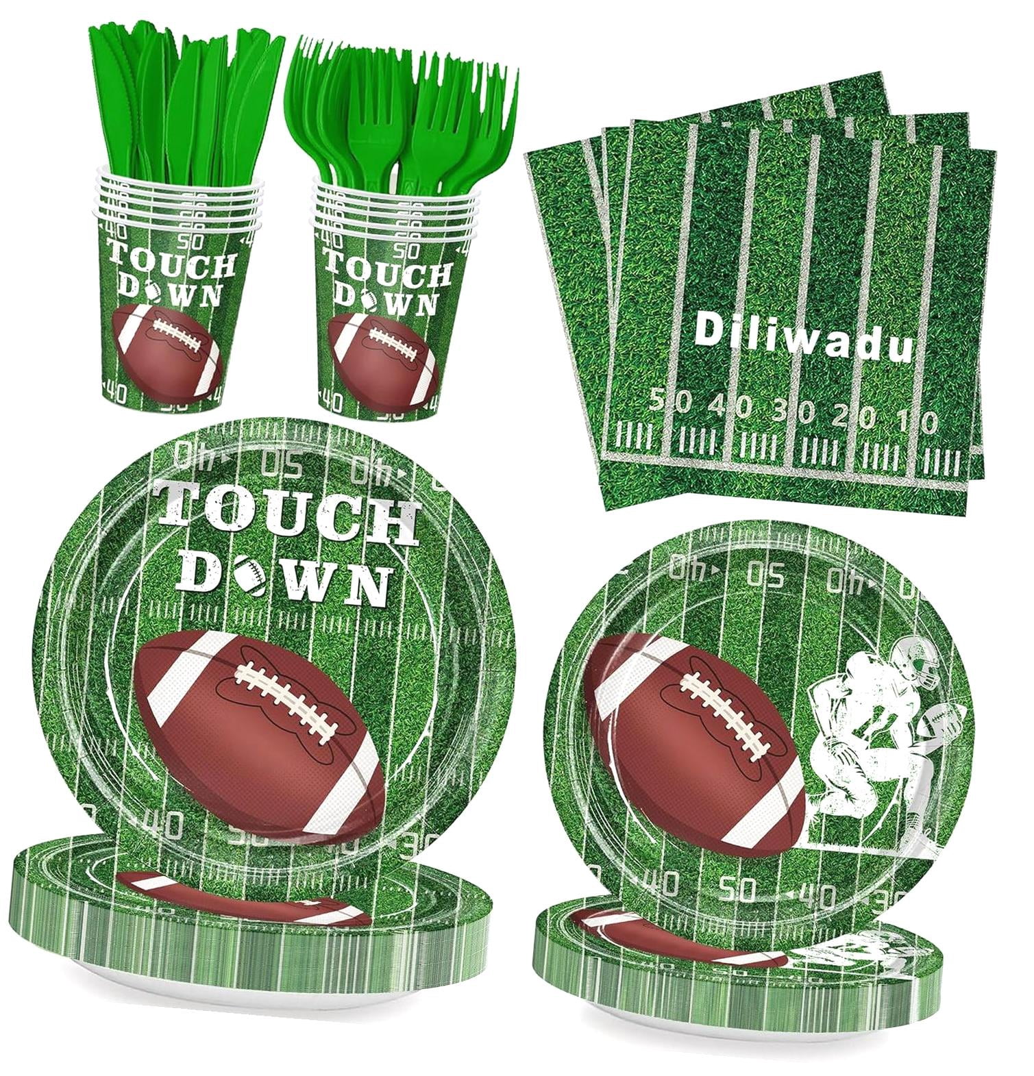 SKYSONIC Football Birthday Party Plates and Napkins, Serving 24 ...