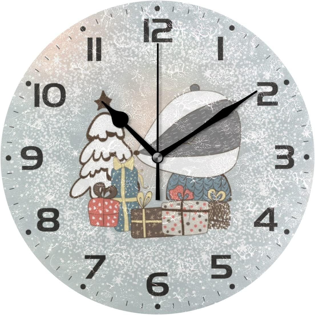 SKYSONIC Fox in The Snow Wall Clock 10 Inch Silent Non Ticking Round ...