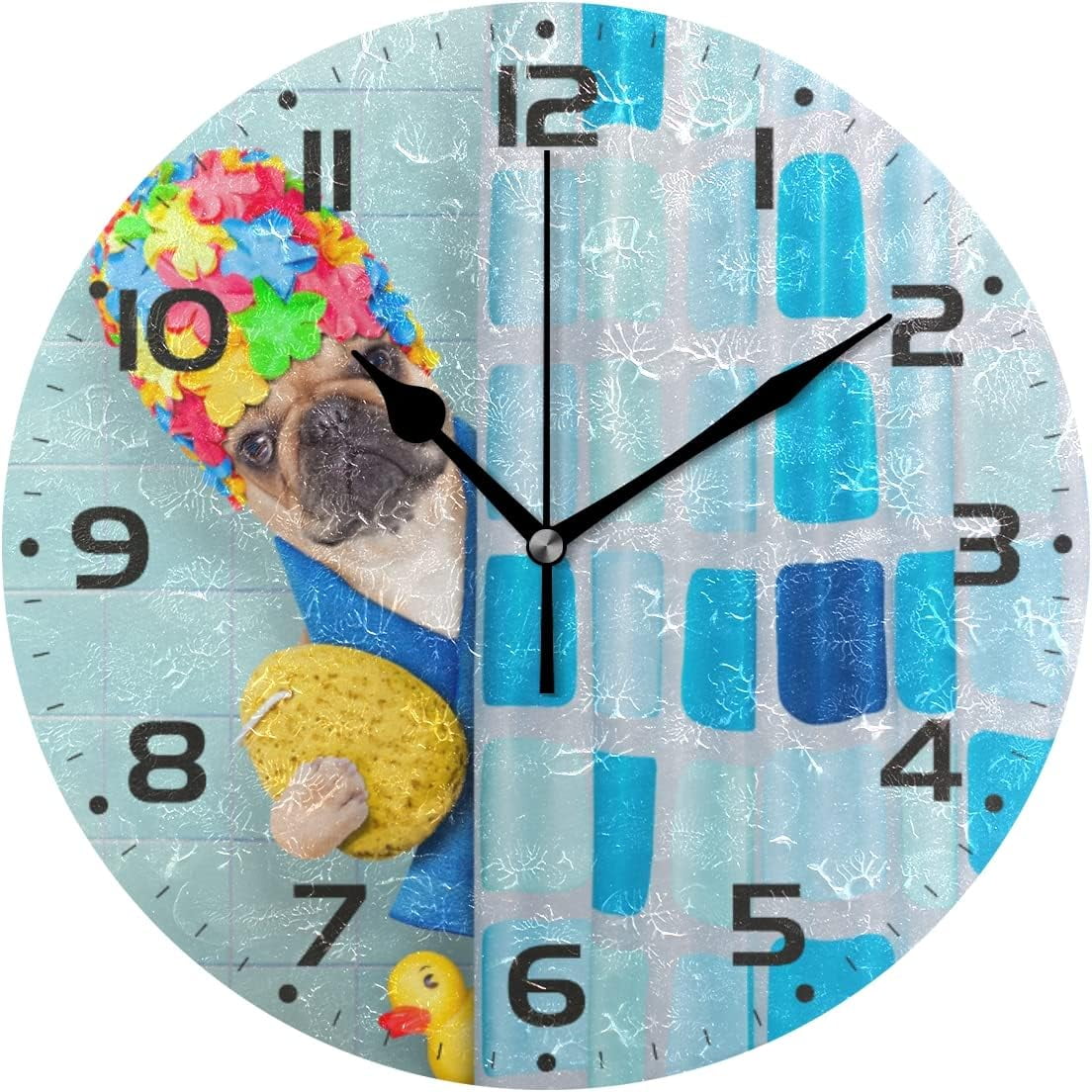 SKYSONIC French Bulldog Dog Wall Clock 10 Inch Silent Non Ticking Round ...