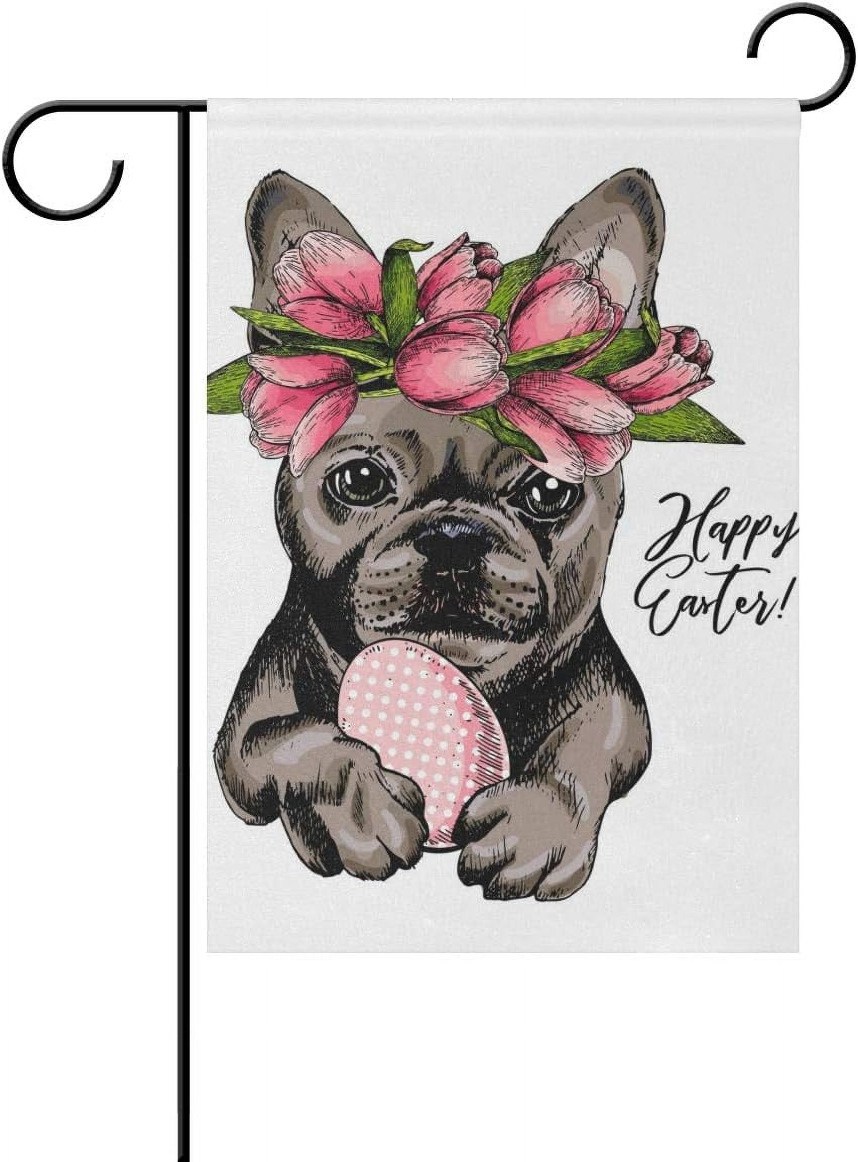 SKYSONIC French Bulldog with Easter Egg Double-Sided Printed Garden ...