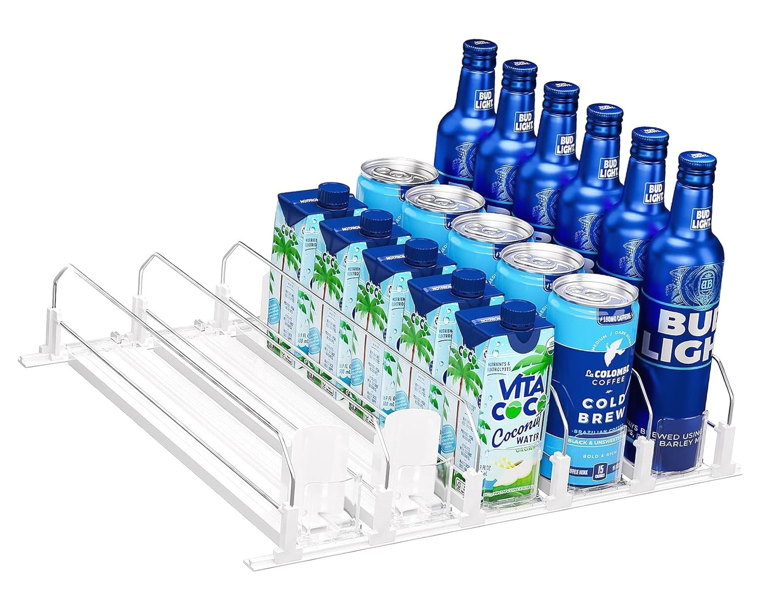SKYSONIC Fridge Drink Organizer Loaded, Self-Pushing Soda Can 5 Rows ...