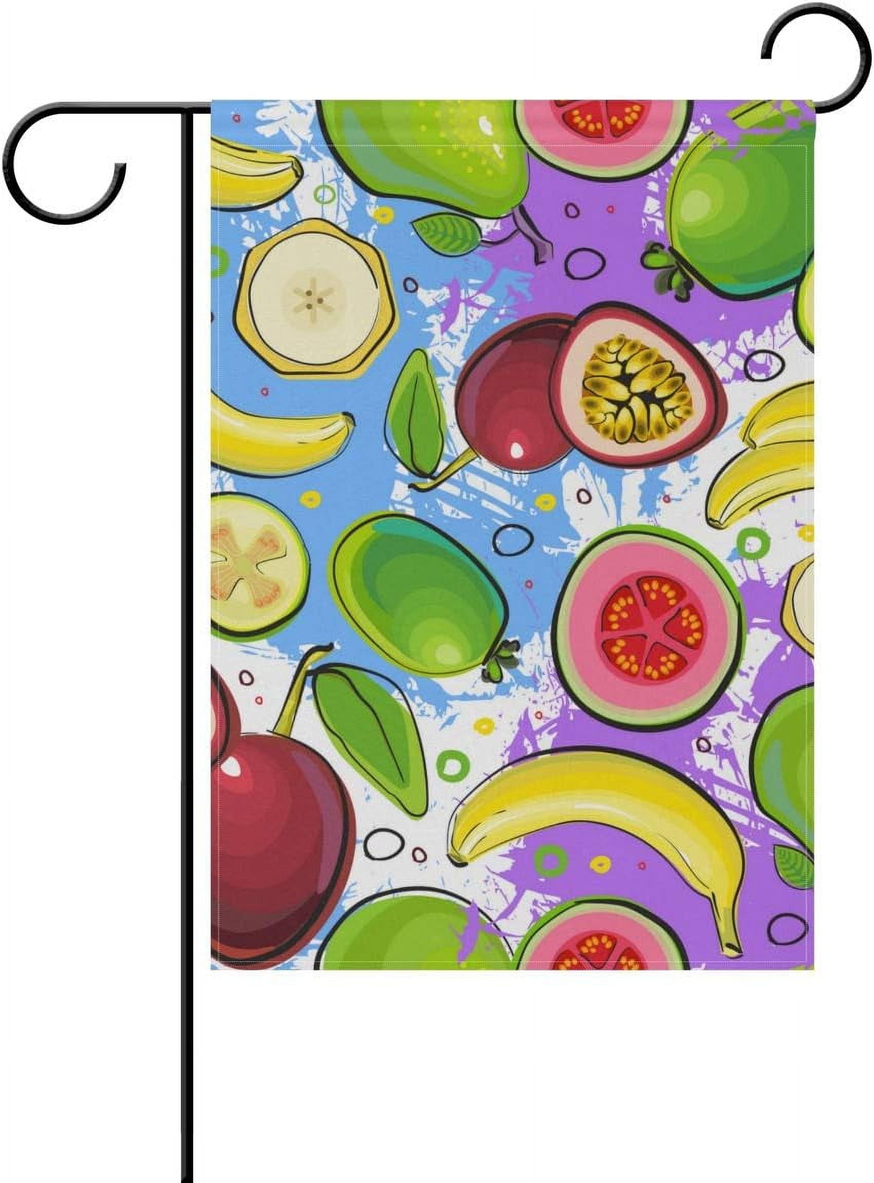 SKYSONIC Fruits On Watercolor Painting Double-Sided Printed Garden ...