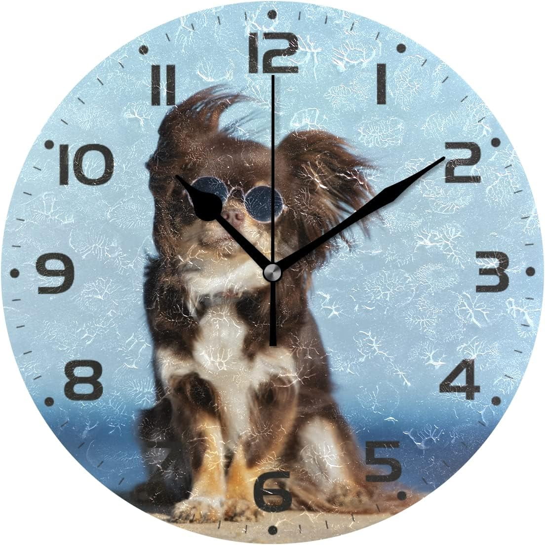 SKYSONIC Funny Chihuahua Dog Wall Clock 10 Inch Silent Non Ticking ...