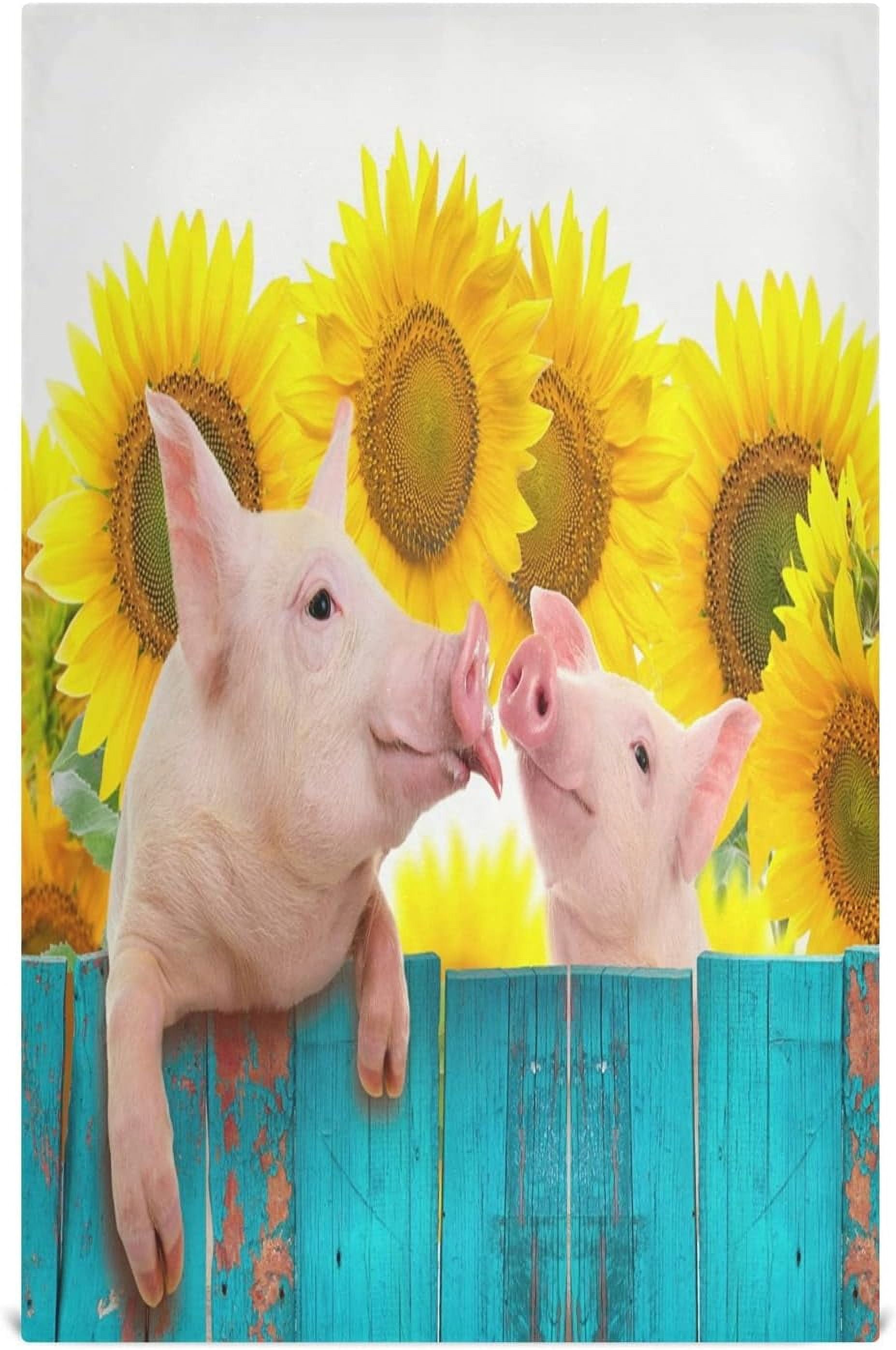 SKYSONIC Funny Pig Kitchen Dish Towels, 18 Inch x 28 Inch Dishcloths ...