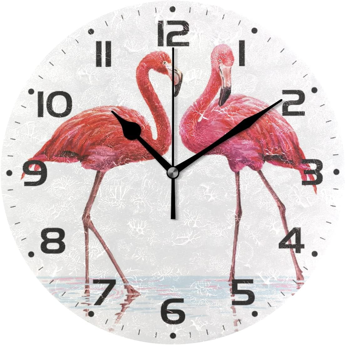 SKYSONIC Funny Water Flamingo Wall Clock 10 Inch Silent Non Ticking ...