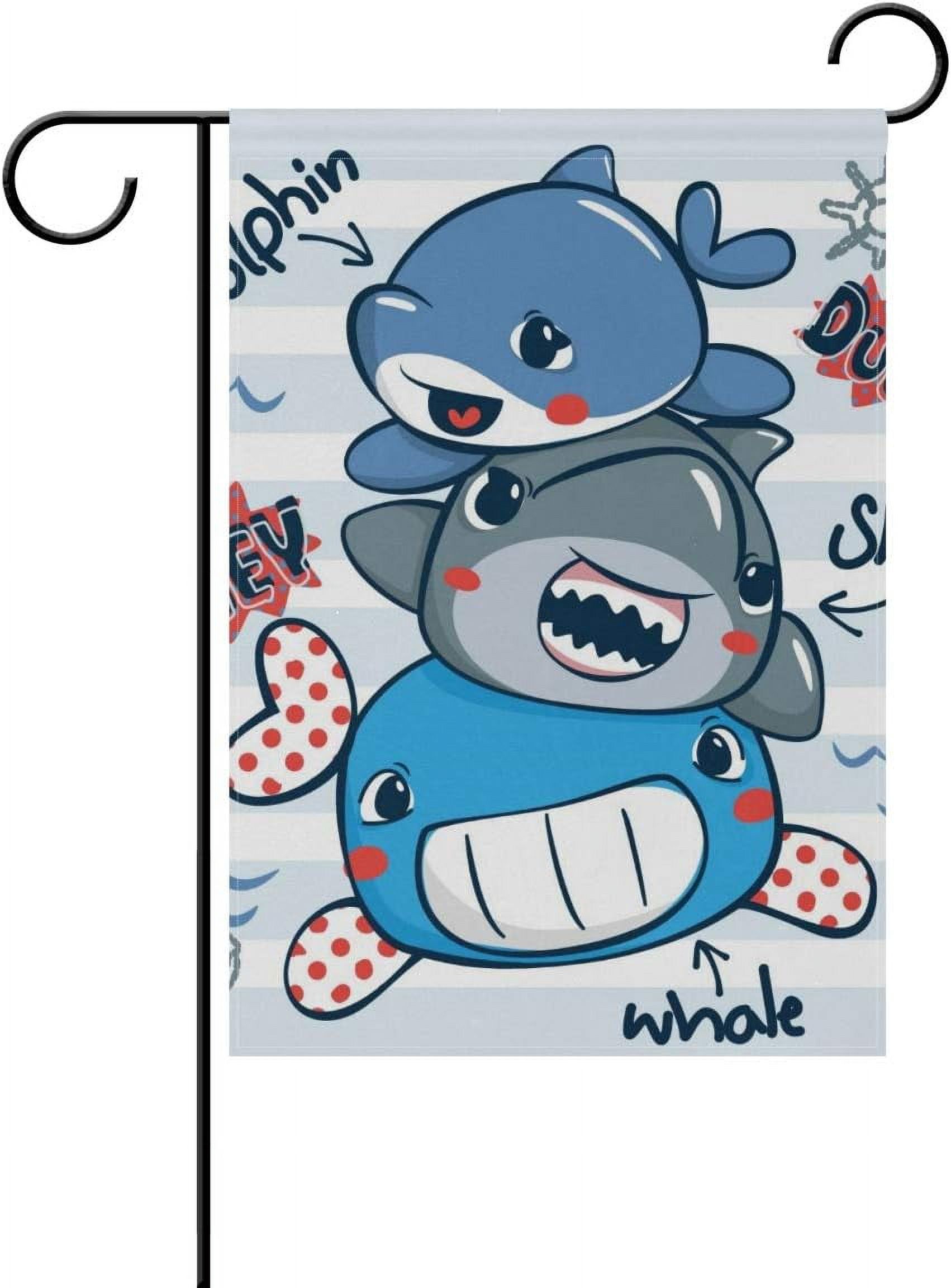SKYSONIC Funny Whale Shark and Dolphin Double-Sided Printed Garden ...