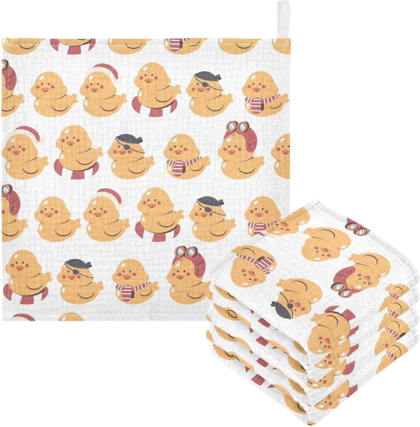 SKYSONIC Funny Yellow Duck Pattern Baby Muslin Washcloths Face Towel ...