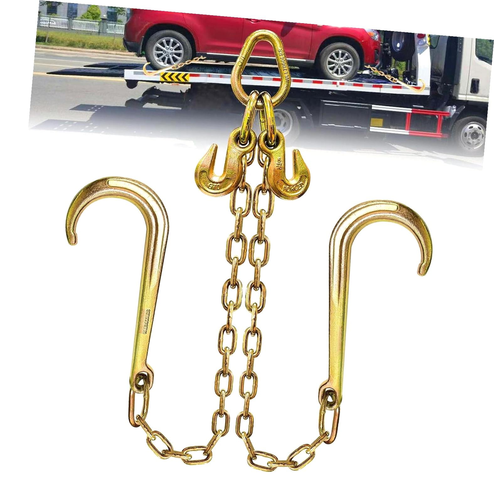 SKYSONIC G80 V Bridle Chain 5/16" × 2Ft Tow Chains with 15" G70 J Hook ...