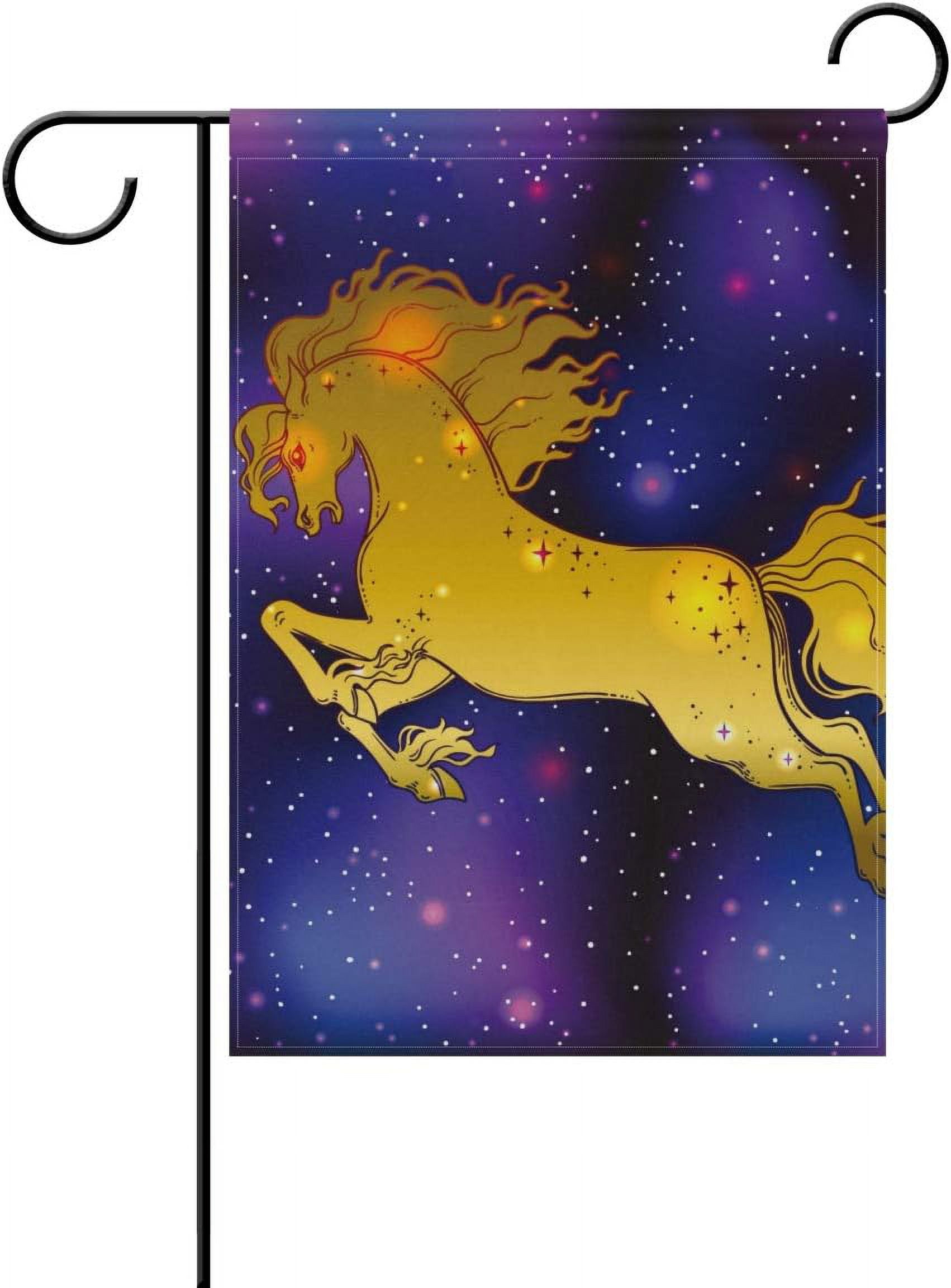 SKYSONIC Garden Flag Beautiful Horse On Universe Double-Sided Printed ...