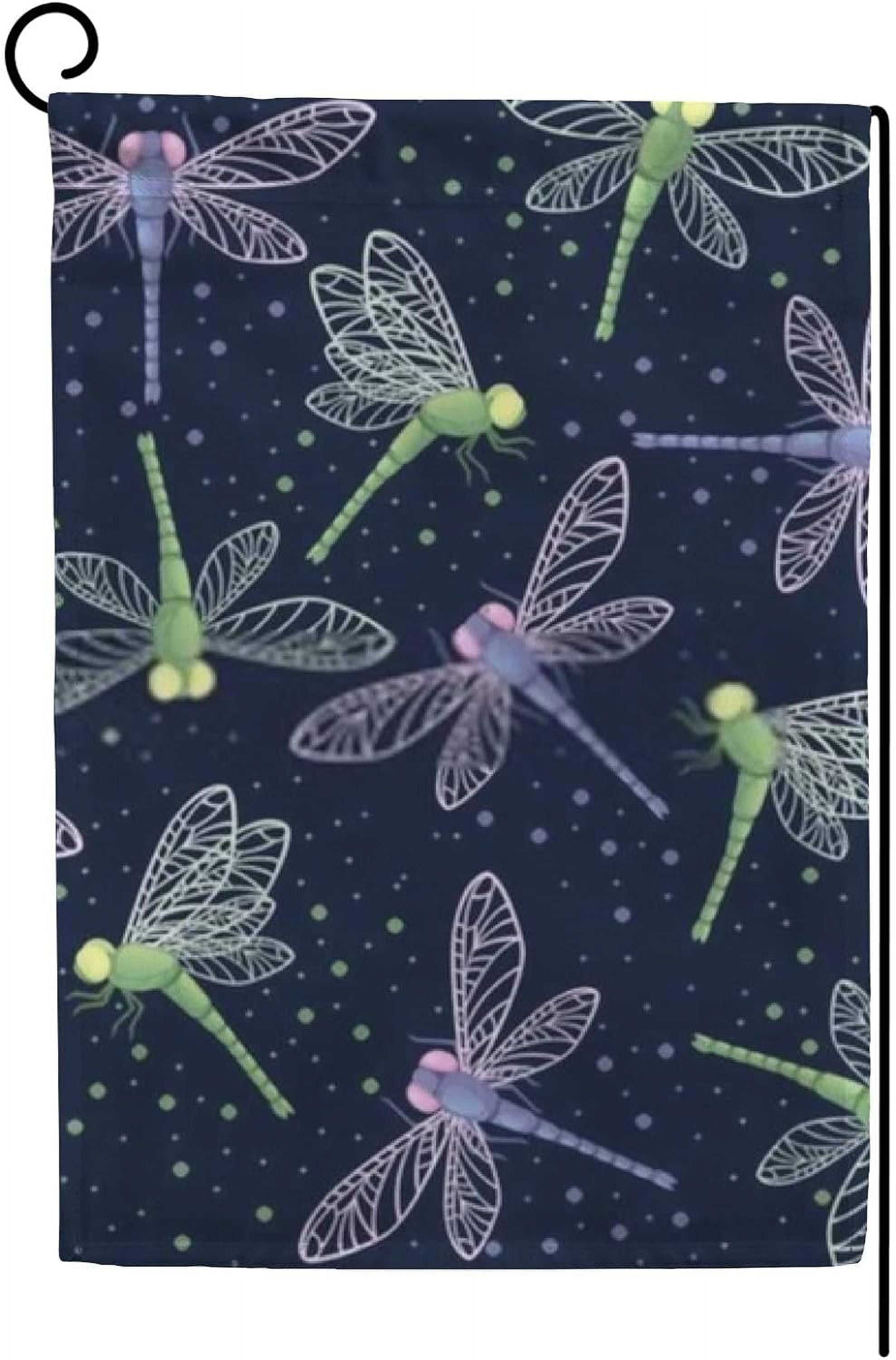 SKYSONIC Garden Flag Colored Dragonflies on Blue House Sports Flags ...