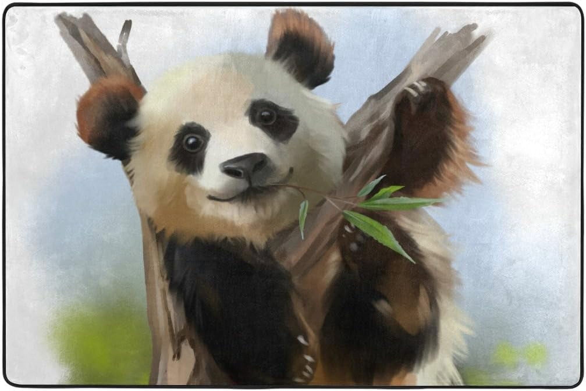 SKYSONIC Giant Panda On Tree Area Rug Pad 24x36 Inch 100% Light Weight ...