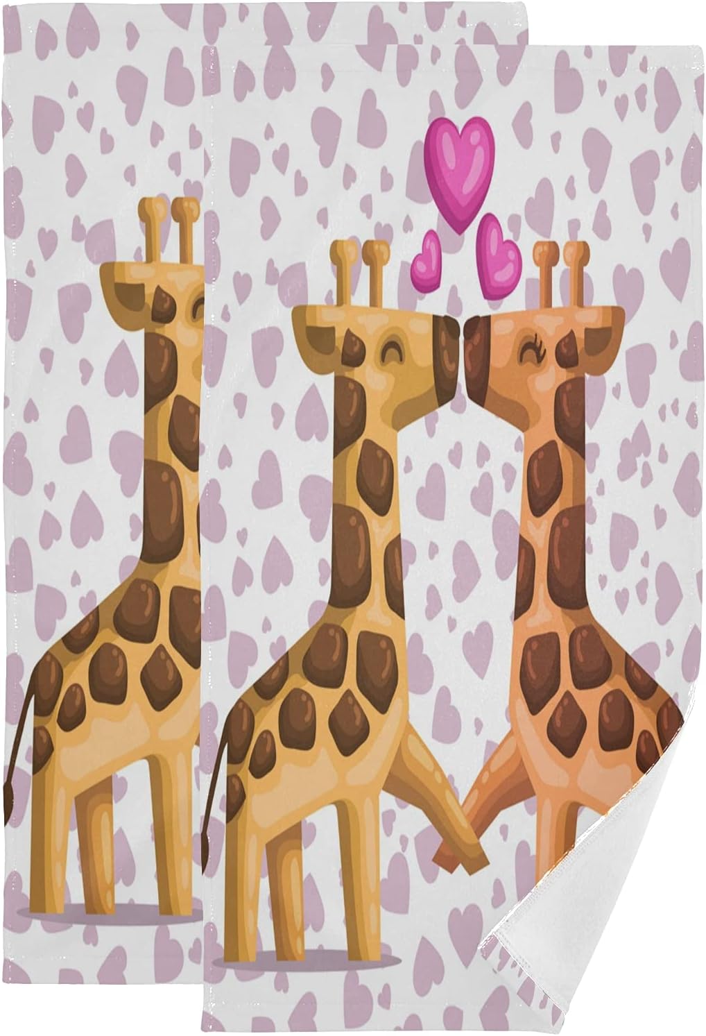 SKYSONIC Giraffe Soft Hand Towels set of 2, Absorbent Bath Towel ...