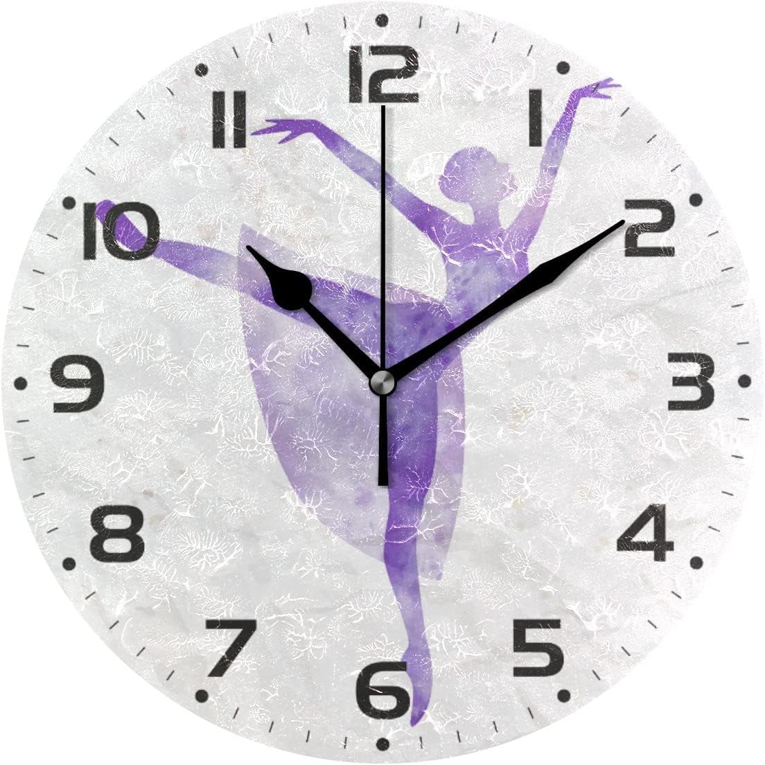 SKYSONIC Girl Dancing Ballet Wall Clock 10 Inch Silent Non Ticking ...