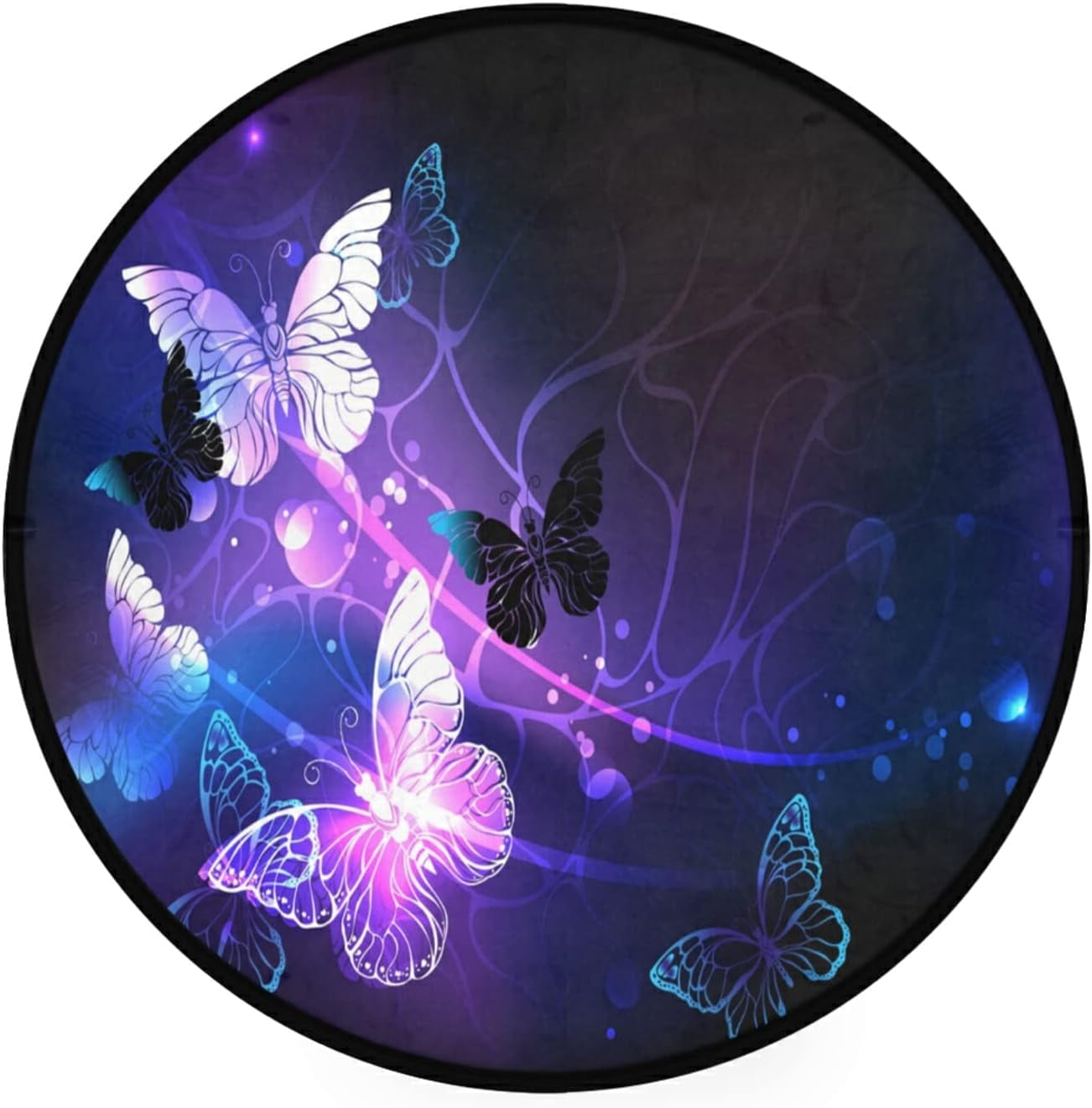 SKYSONIC Glowing Night Butterflies Round Area Rug Chair Couch Cover ...