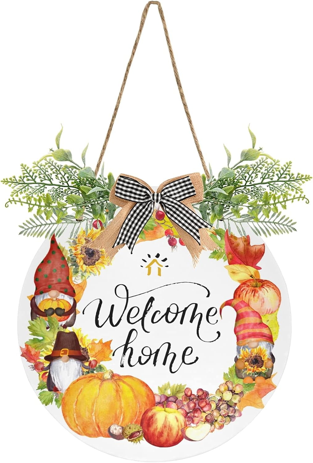 SKYSONIC Gnome Autumn Thanksgiving Harvest Welcome Sign Front Door ...