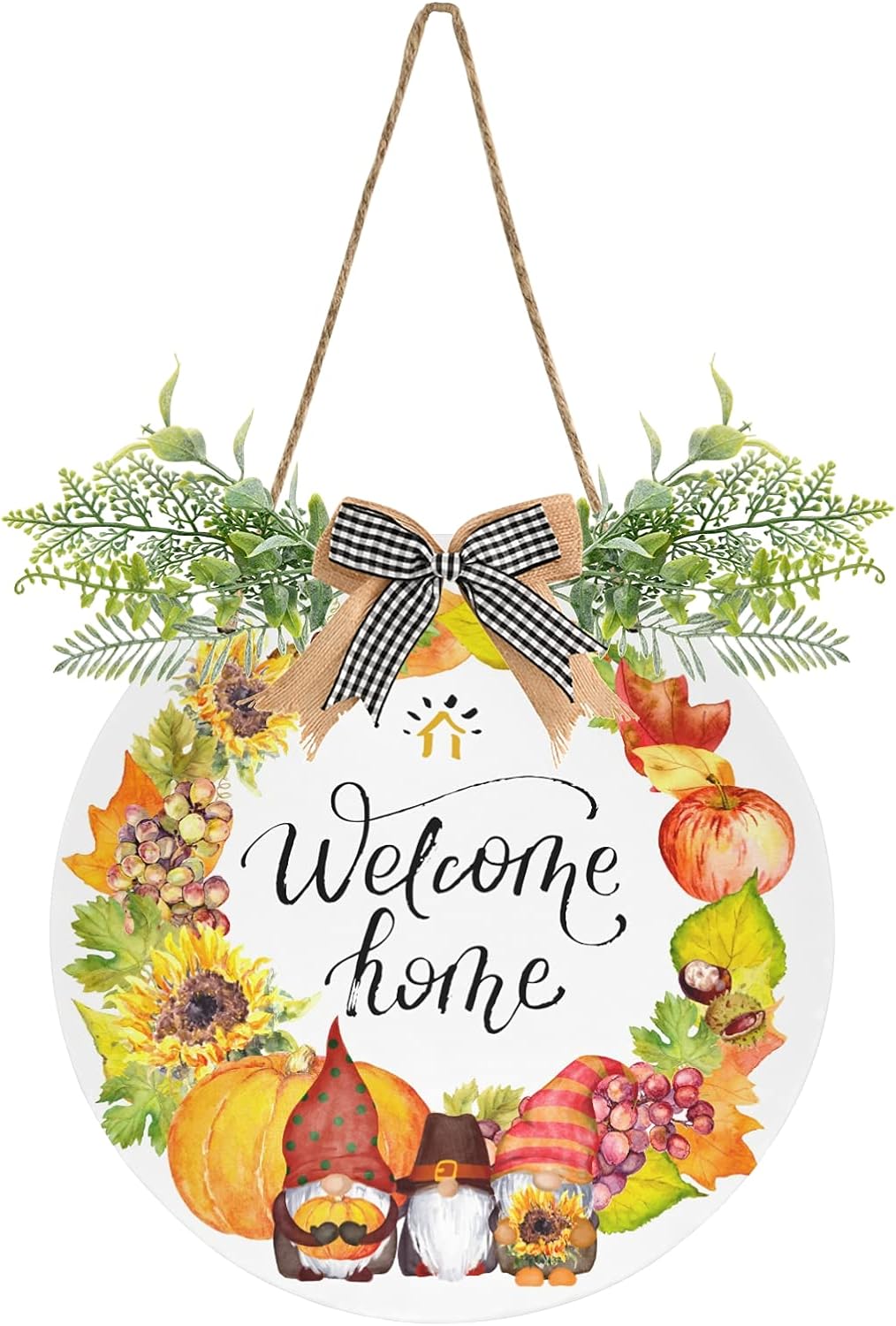 SKYSONIC Gnome Autumn Thanksgiving Harvest Welcome Sign Front Door ...
