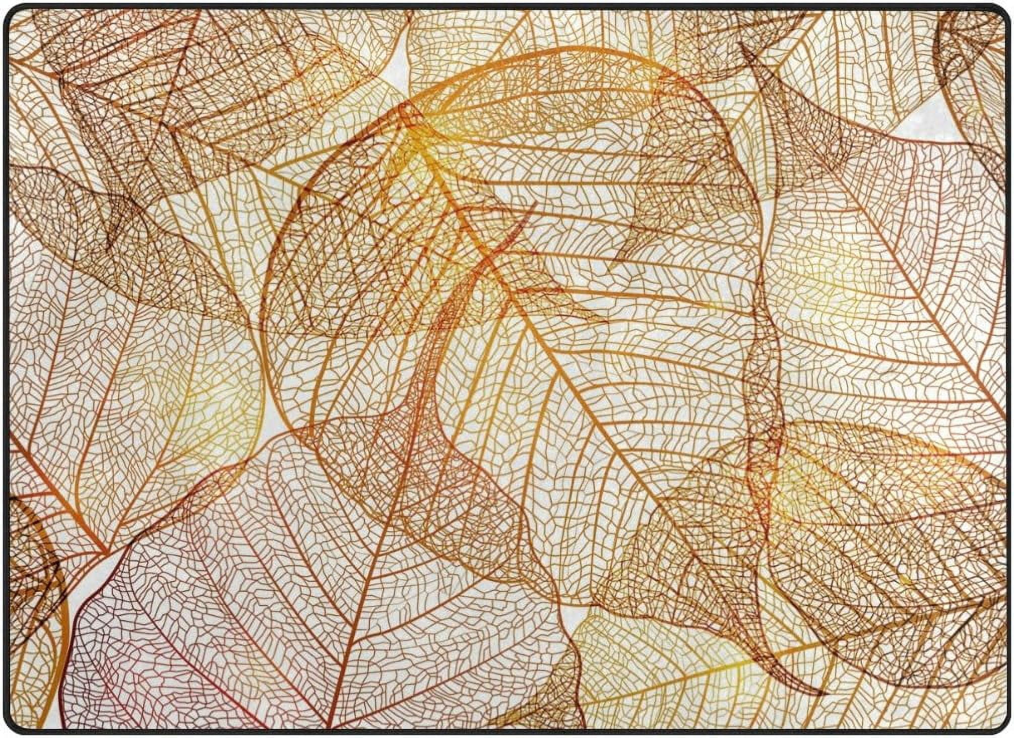 SKYSONIC Gold Leaf Autumn Area Rug Pad - 80x58 inch - 100% Light Weight ...