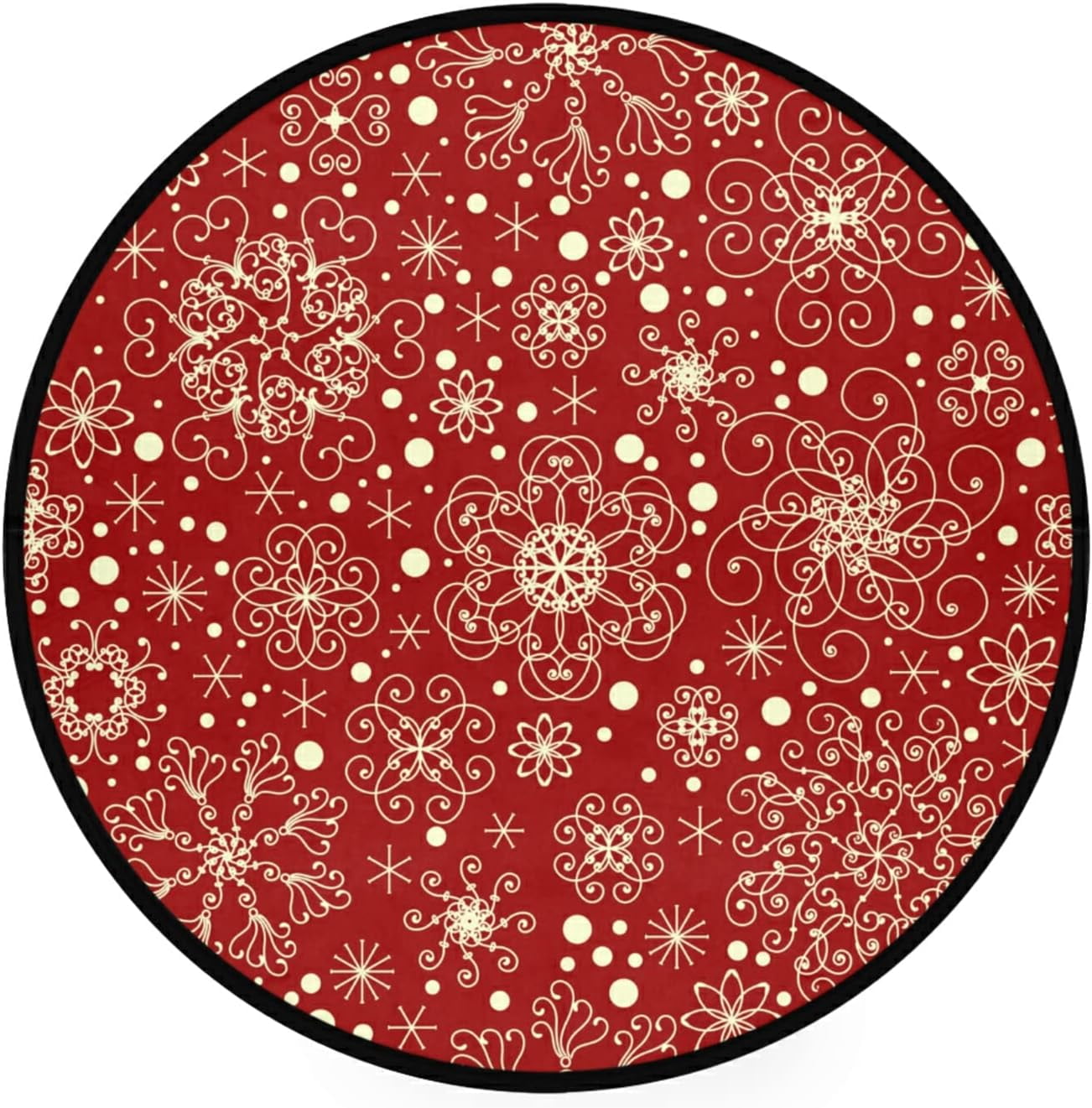 SKYSONIC Gold Snowflakes Round Area Rug Chair Couch Cover Area Rug for ...