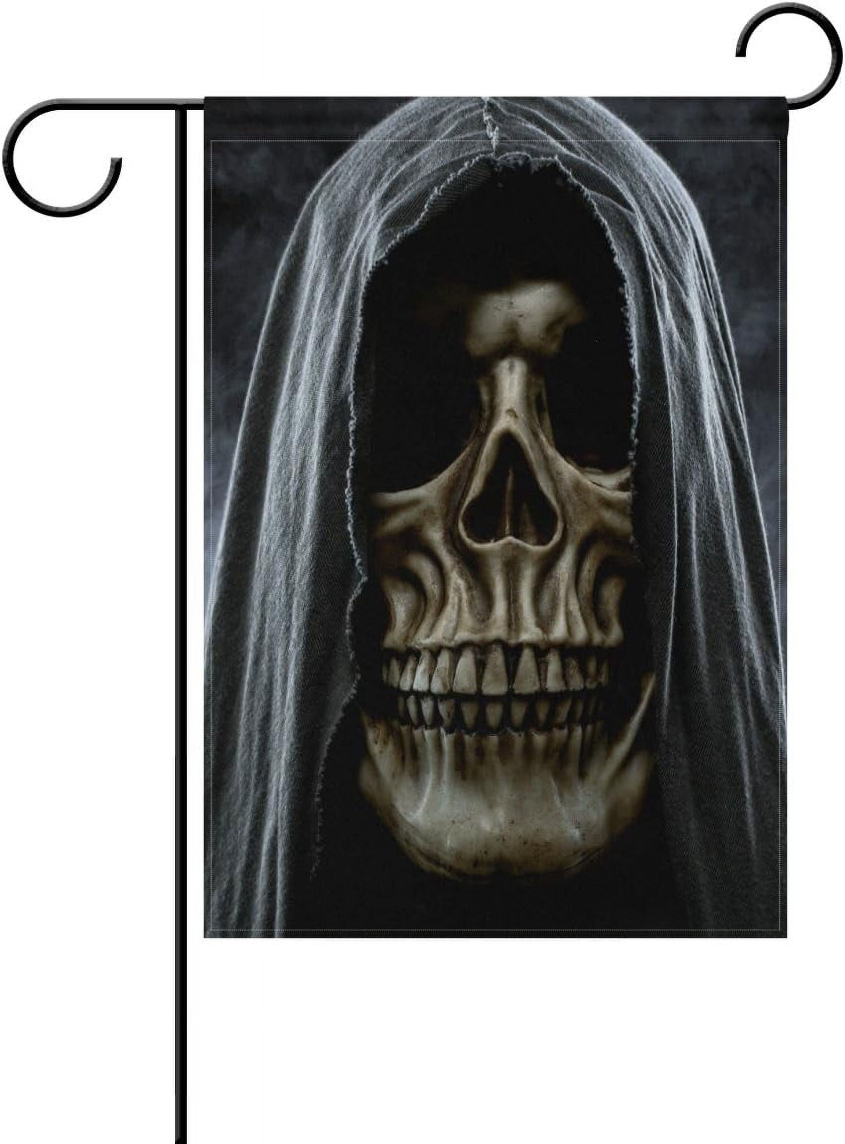 SKYSONIC Grim Reaper Portrait of Skull Double-Sided Printed Garden ...
