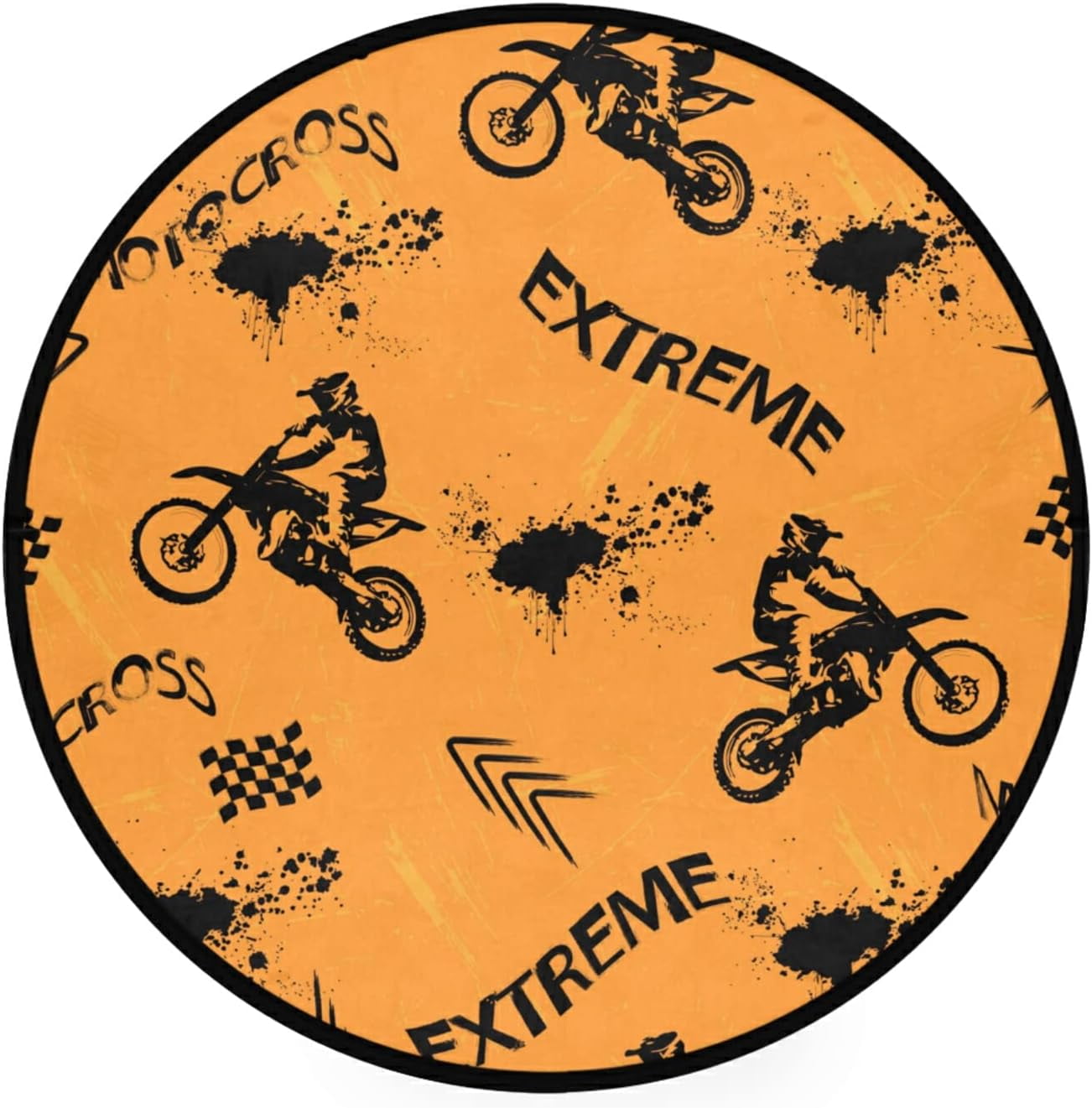 SKYSONIC Guys with Motocross and Grunge TextureRound Area Rug Chair ...