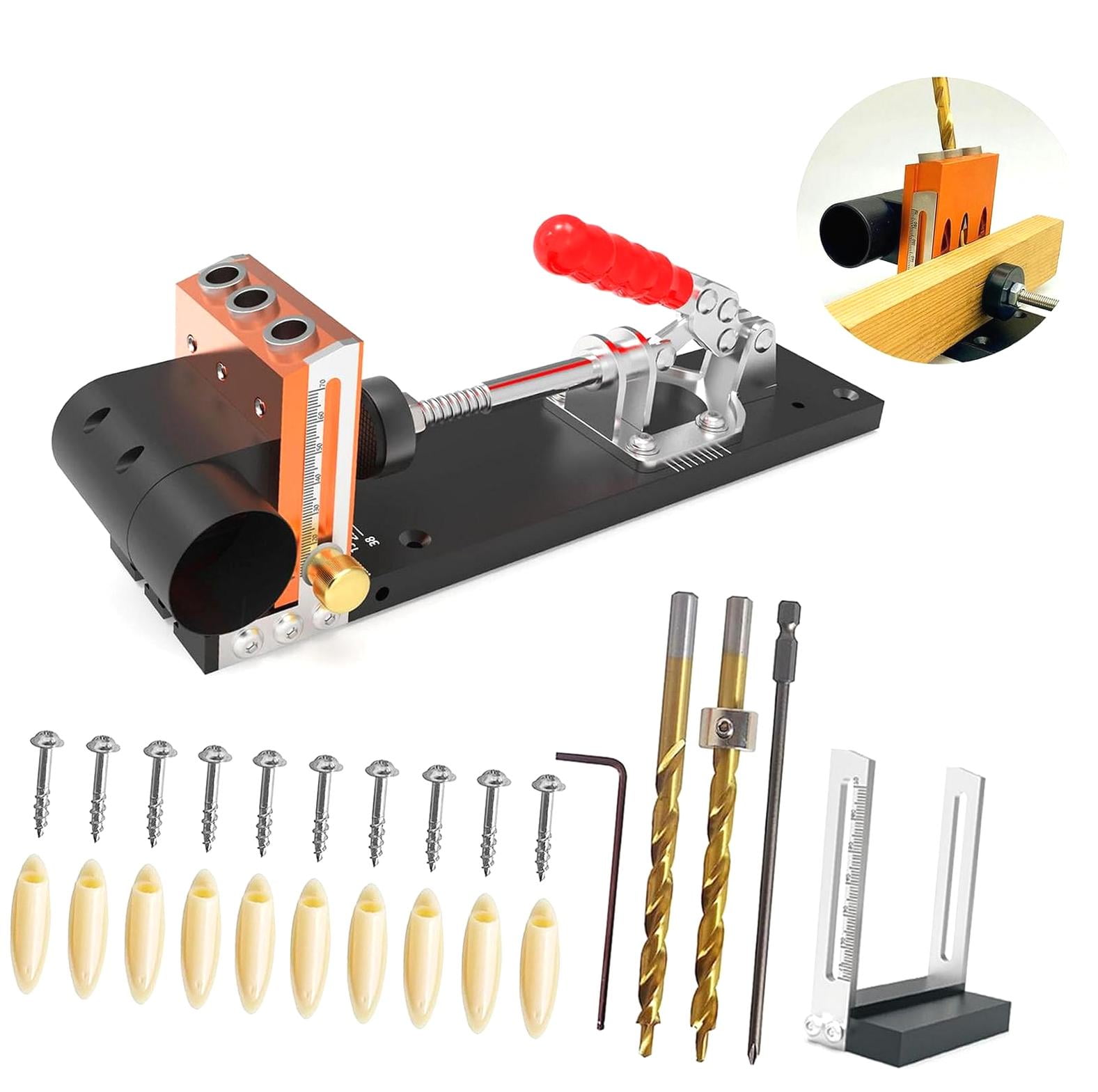 SKYSONIC HFM Pocket Hole Jig Kit Including 3 Drilling Tools ...