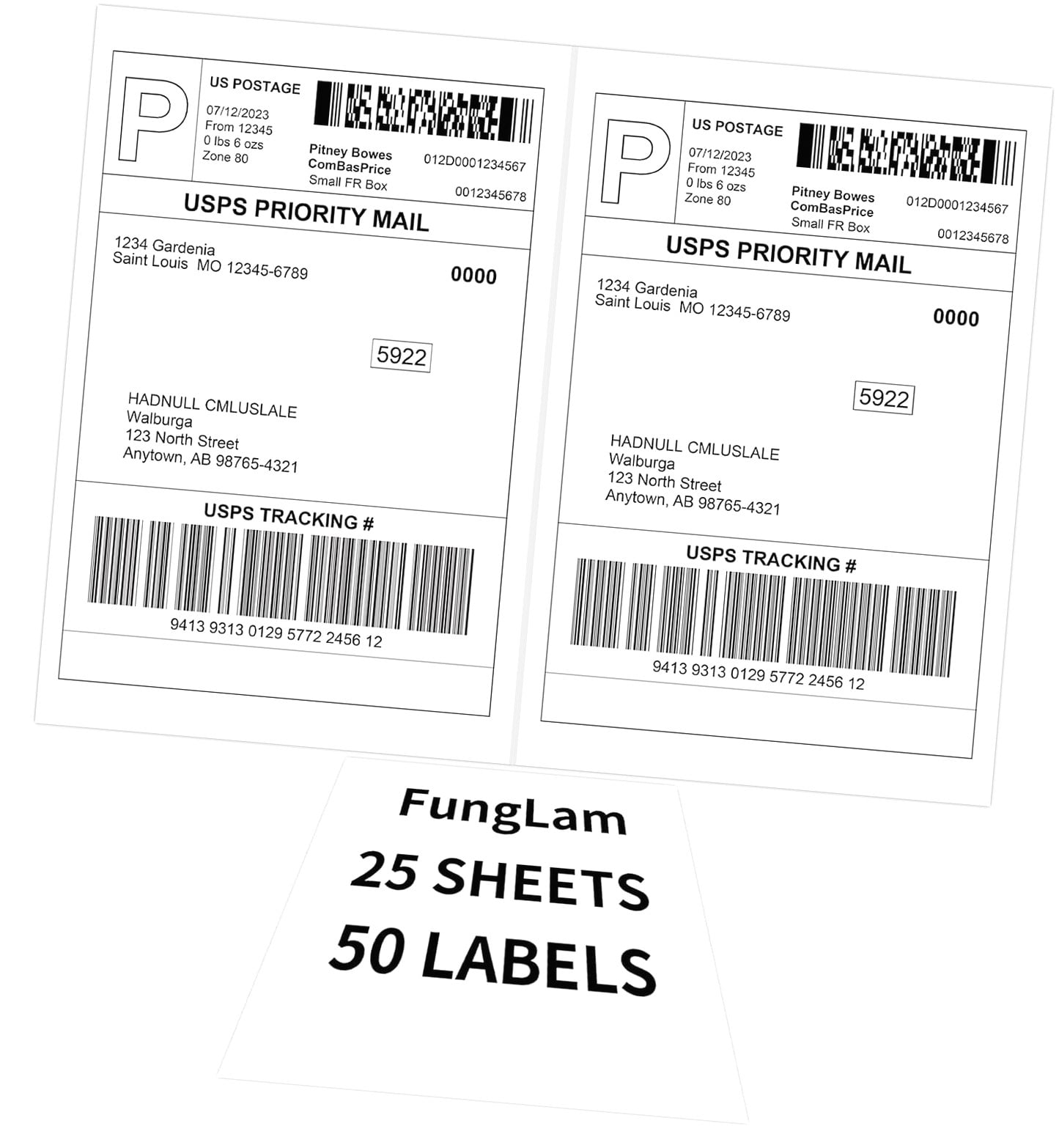 SKYSONIC Half Sheet Shipping Labels 8.5x5.5 Inches, Half Page Labels, 8 ...