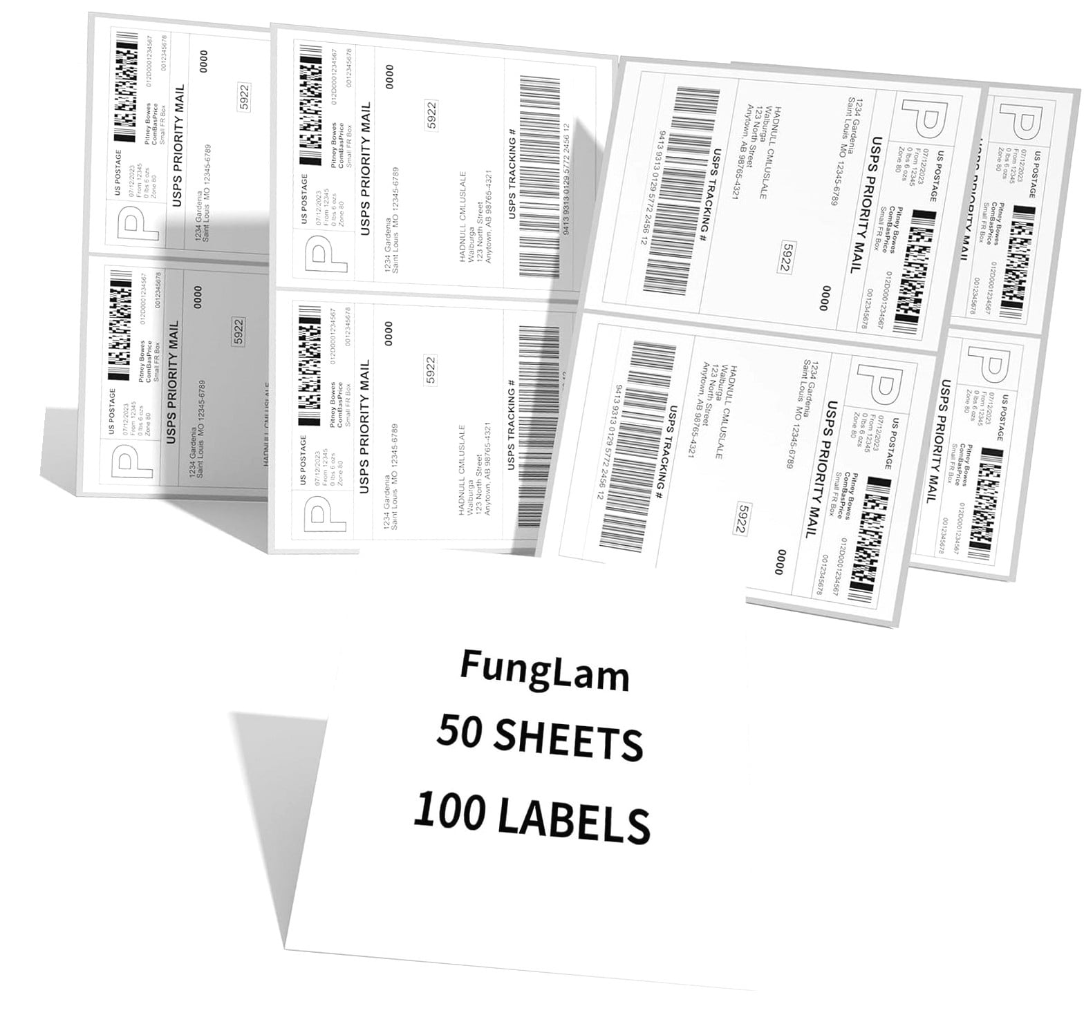 SKYSONIC Half Sheet Shipping Labels 8.5x5.5 Inches, Half Page Labels, 8 ...
