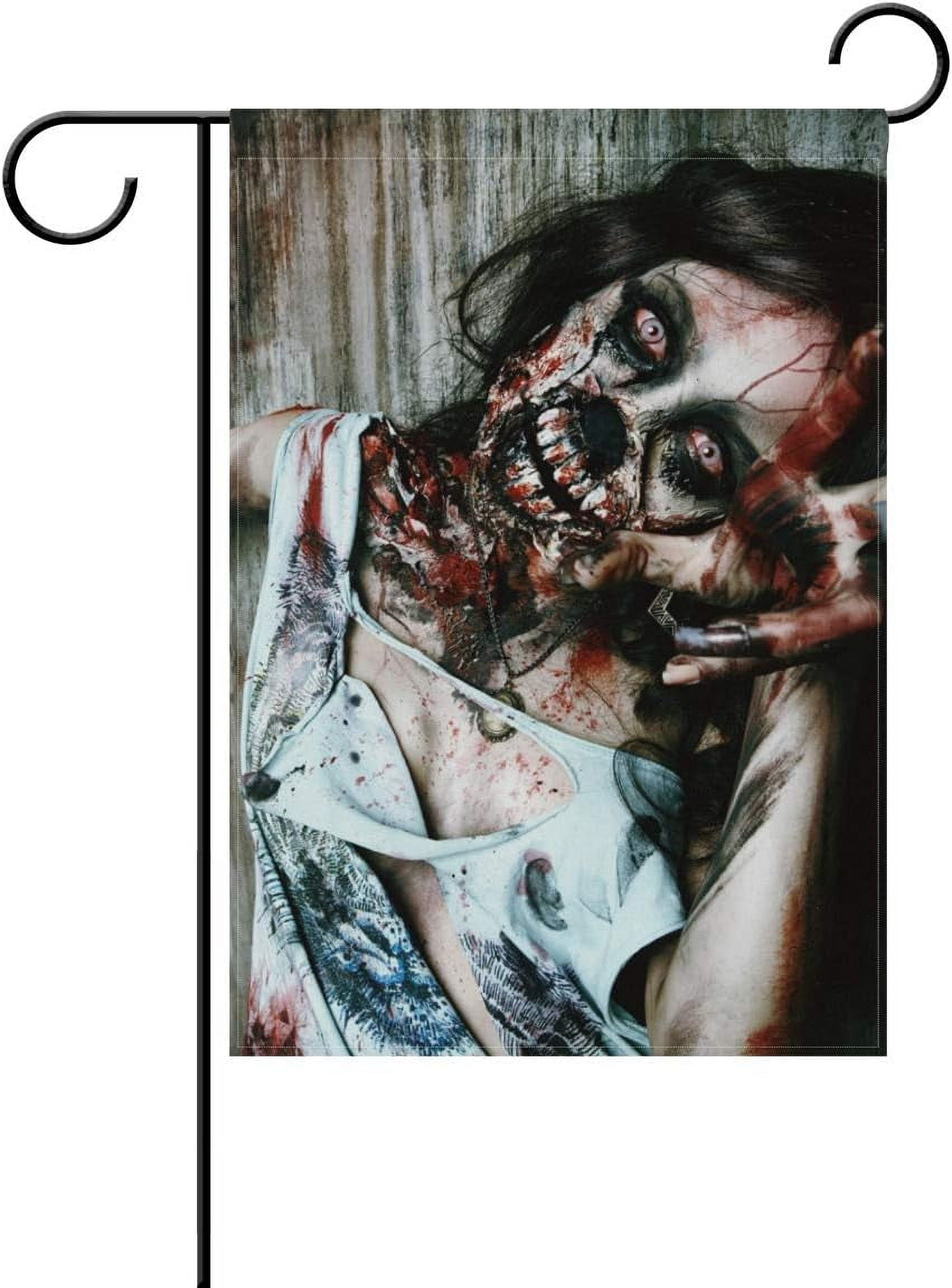 SKYSONIC Halloween Bloody Zombie Girl Double-Sided Printed Garden House ...