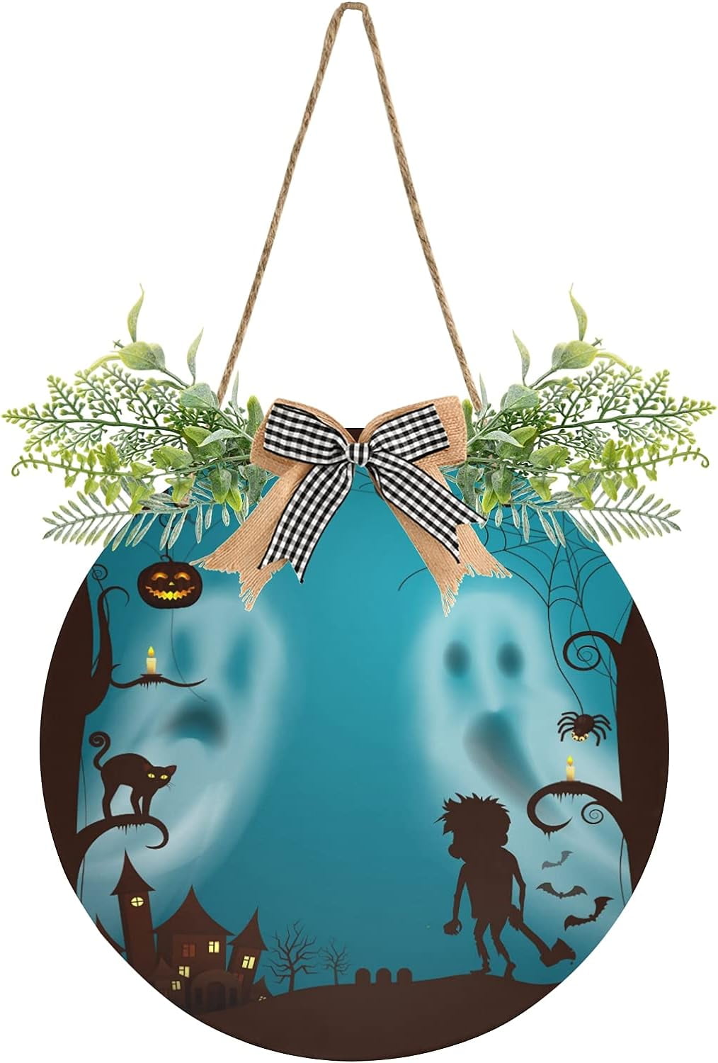 SKYSONIC Halloween Ghosts Spooky Night Welcome Sign Front Door ...