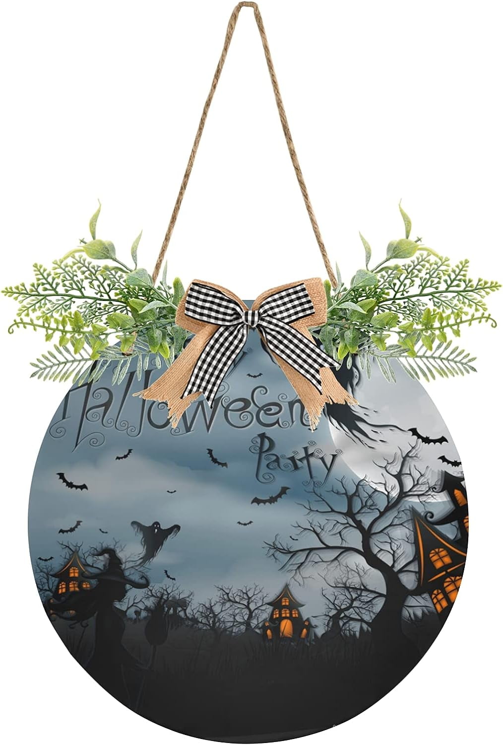 SKYSONIC Halloween Pumpkin Ghost Welcome Sign Front Door Decoration ...