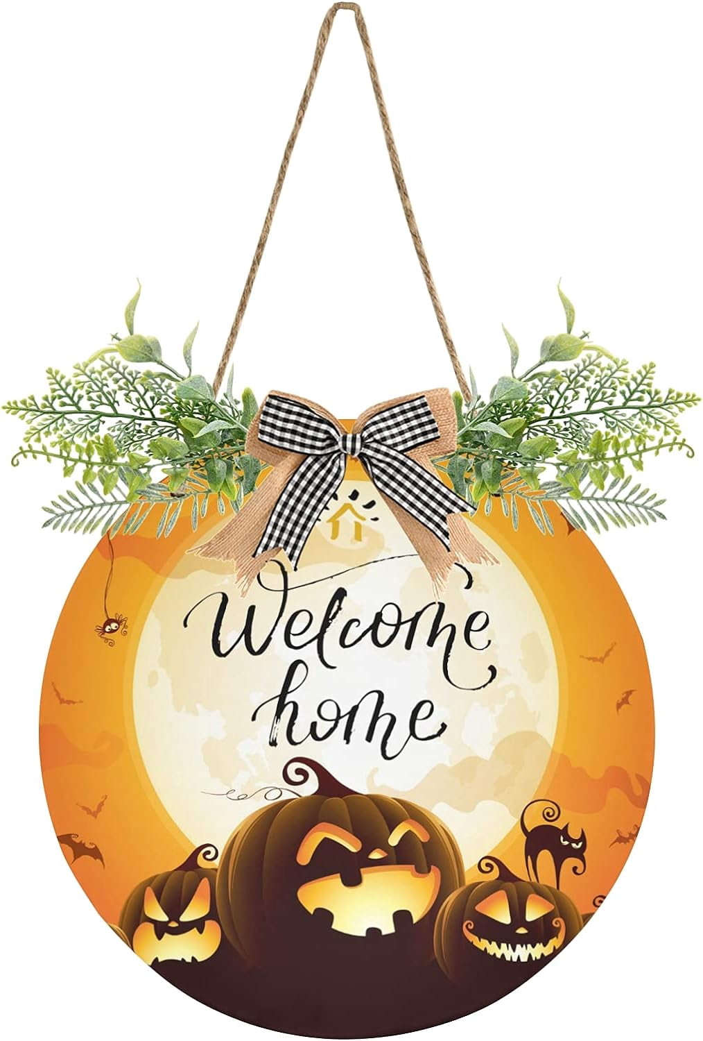 SKYSONIC Halloween Pumpkins Moonlight Welcome Sign Front Door ...