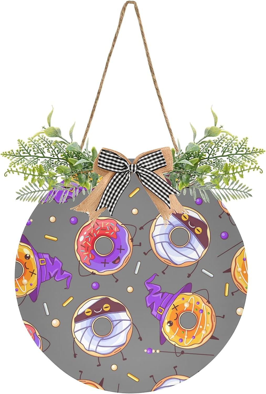 SKYSONIC Halloween Spooky Donuts Welcome Sign Front Door Decoration ...