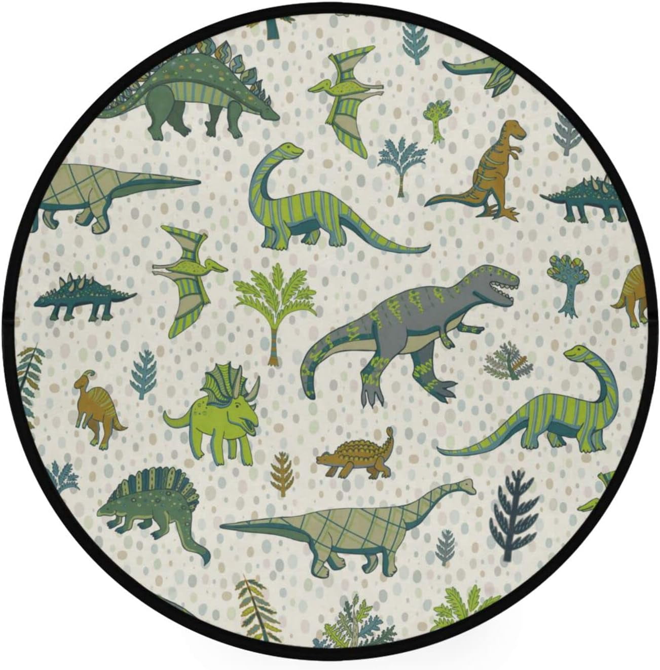 SKYSONIC Hand Drawn Dinosaurs PatternRound Area Rug Chair Couch Cover ...