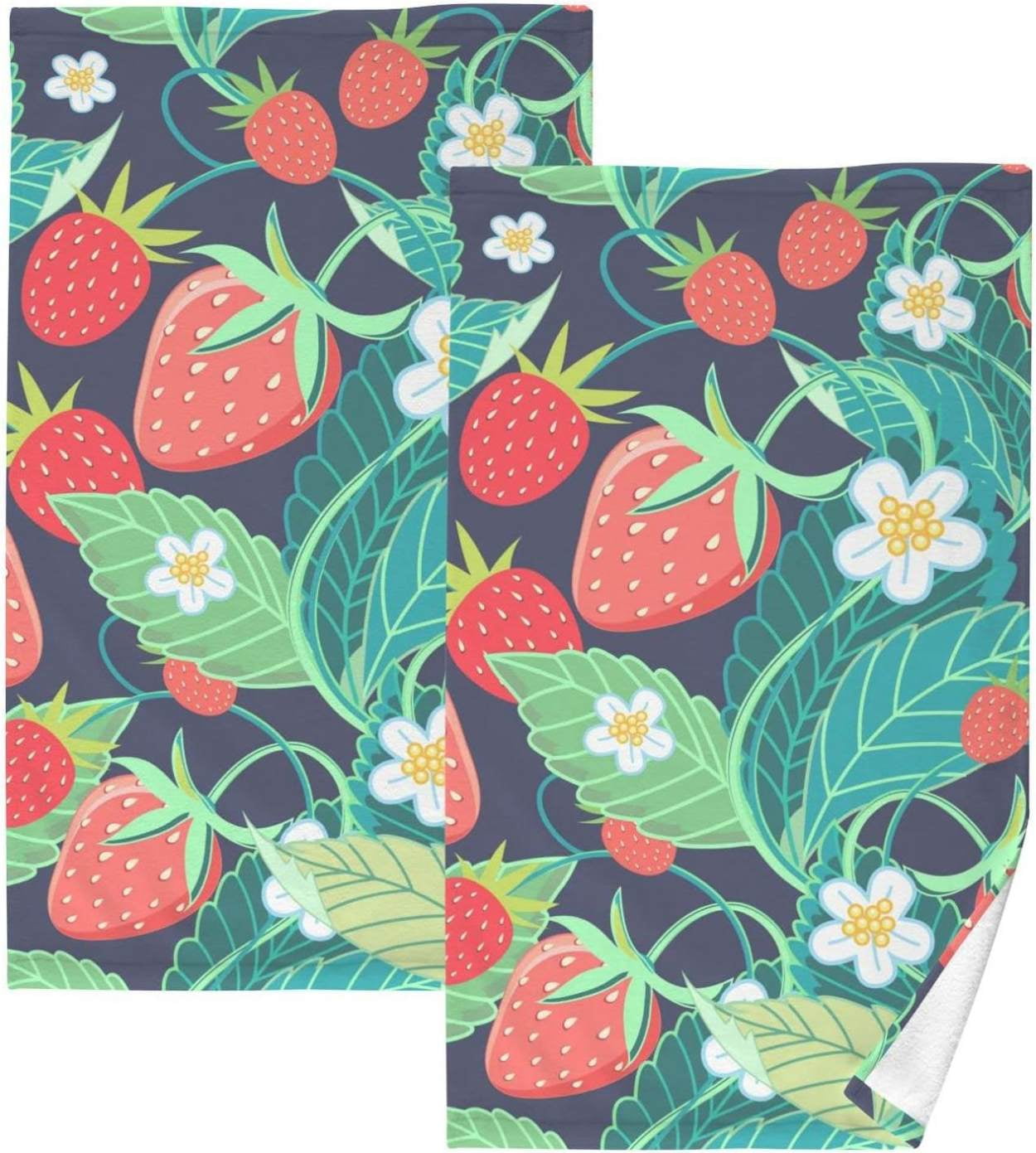 SKYSONIC Hand Towels Anime Strawberry Patterned 2 PCS, Cotton Bath ...