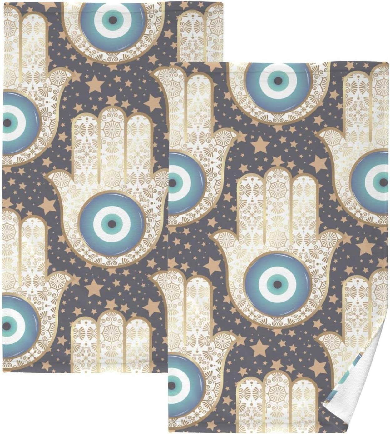 SKYSONIC Hand Towels Hand Evil Eye Print, Cotton Bath Towels Drying ...