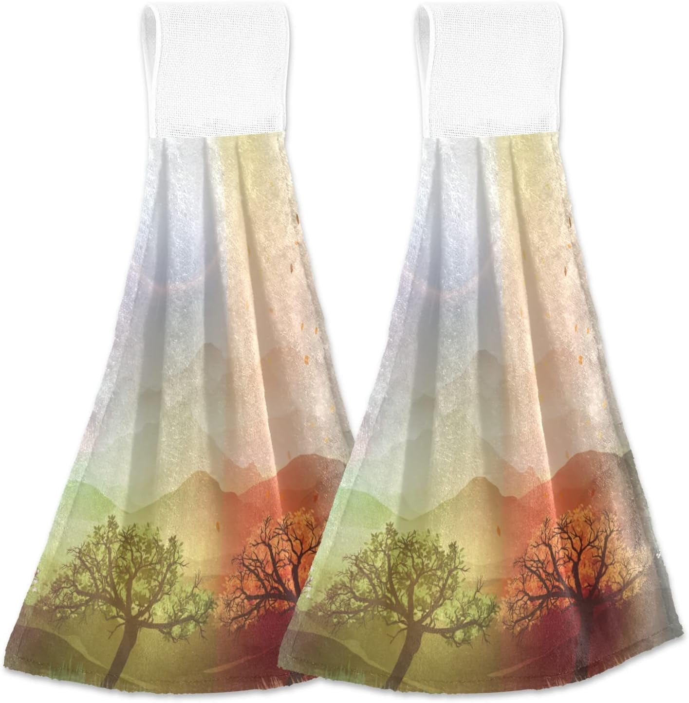 SKYSONIC Hanging Kitchen Towel 12 x 17 Inch Four Seasons Scenery of A ...