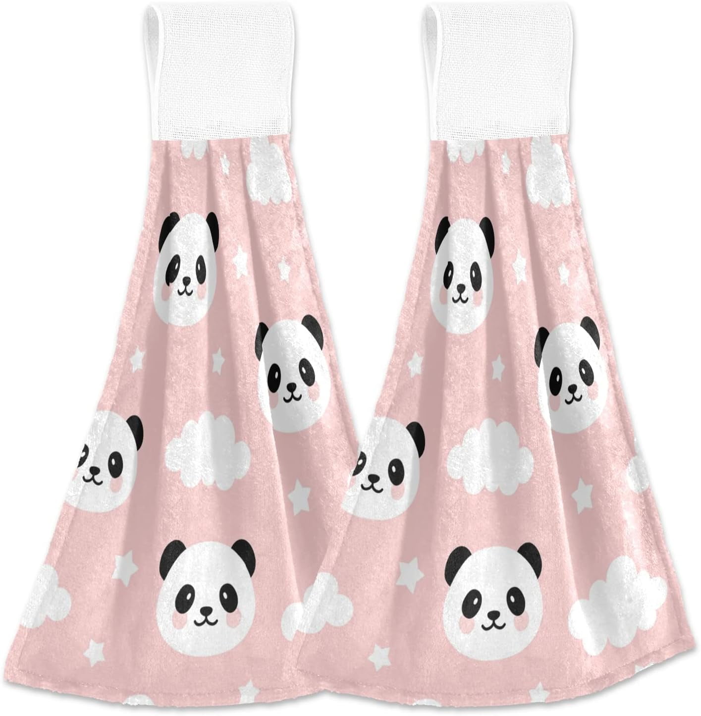 SKYSONIC Hanging Kitchen Towel 12 x 17 Inch Kid Panda Towel Set 2 ...