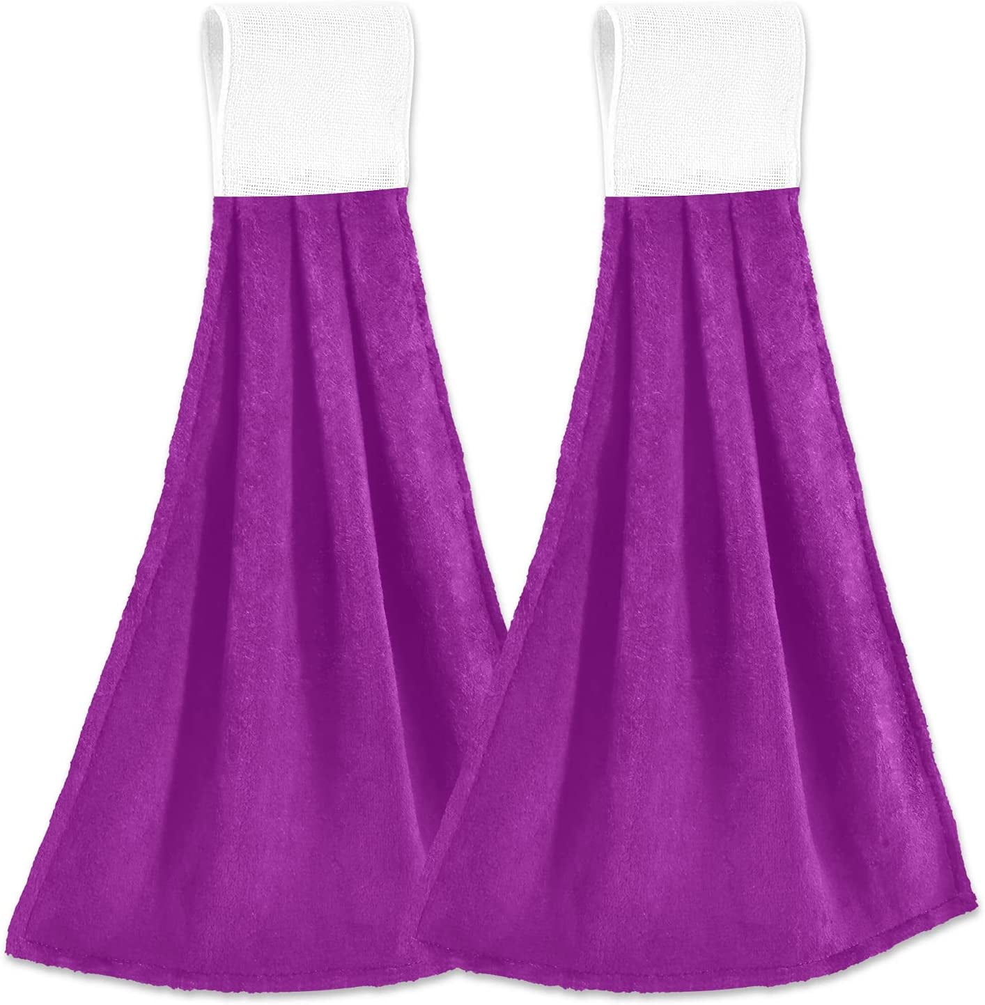 SKYSONIC Hanging Kitchen Towel 12 x 17 Inch Purple Towel Set 2 Pieces ...