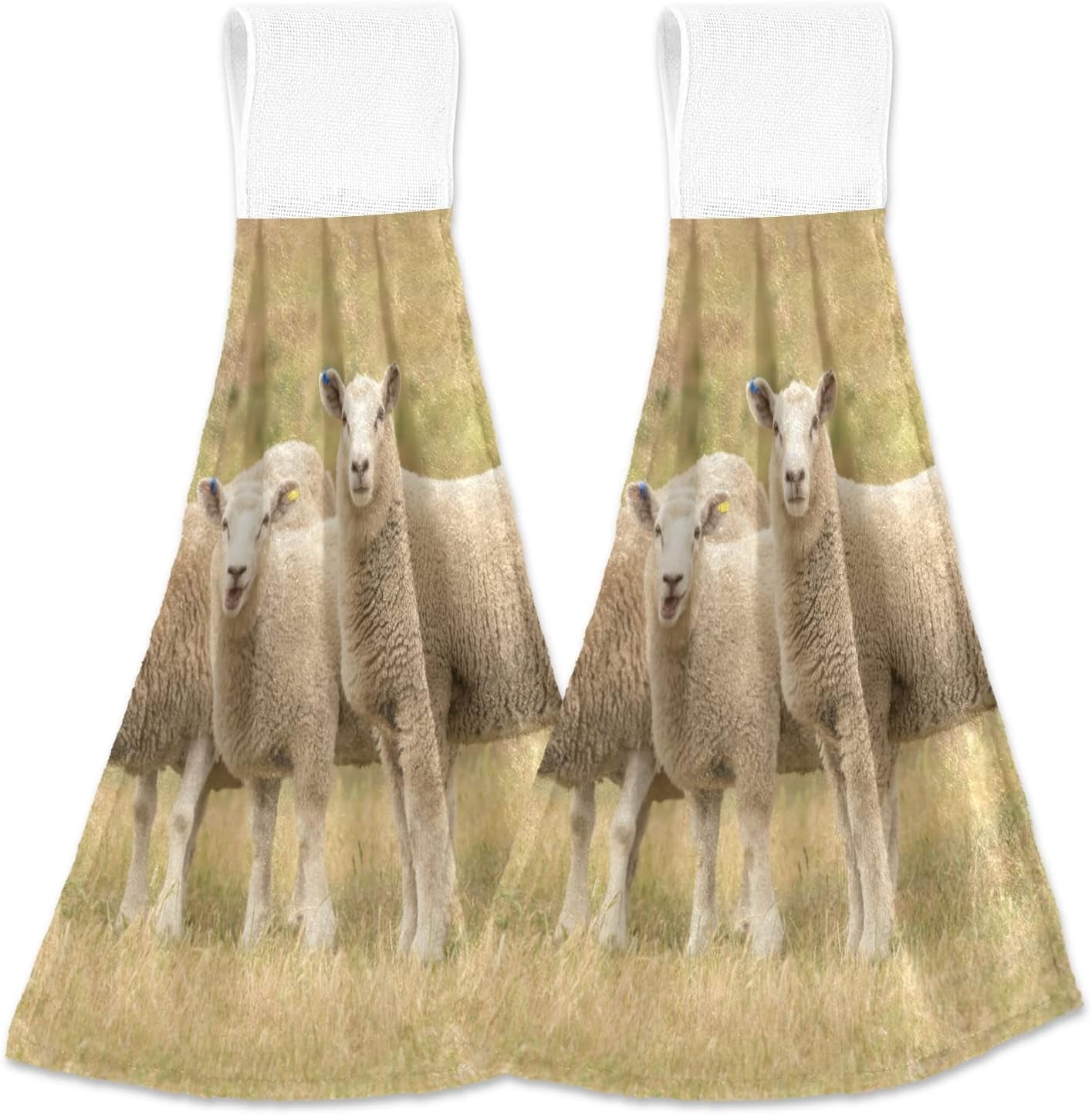 SKYSONIC Hanging Kitchen Towel 12 x 17 Inch Sheep Towel Set 2 Pieces of ...