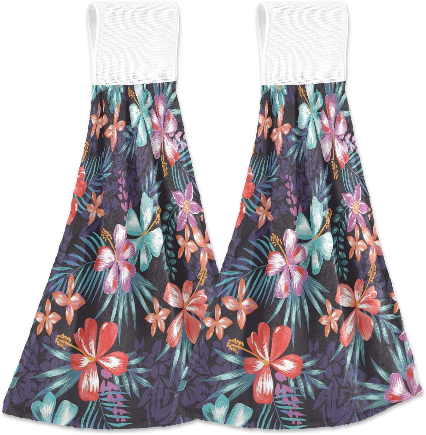 SKYSONIC Hanging Kitchen Towel 12 x 17 Inch Vintage Art Flower Towel ...