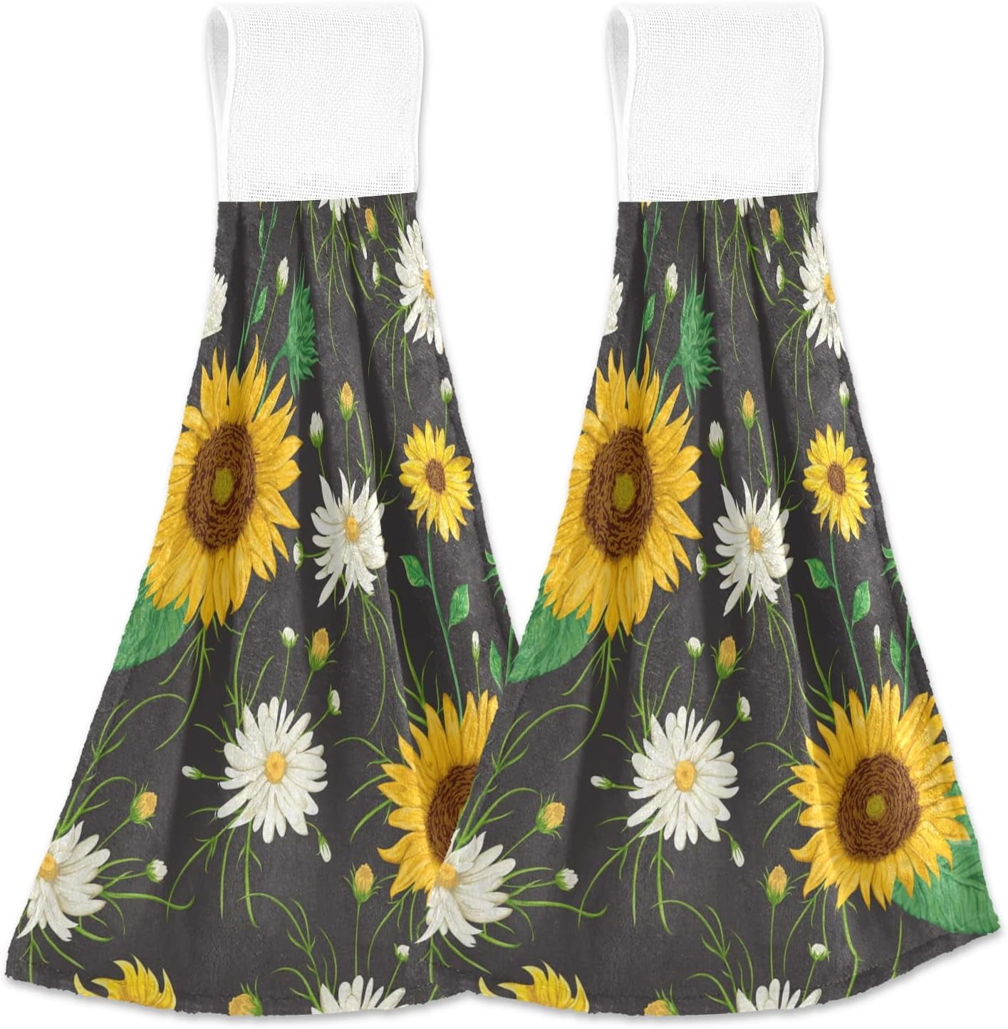 SKYSONIC Hanging Kitchen Towel 12 x 17 Inch Vintage Sunflowers Towel ...