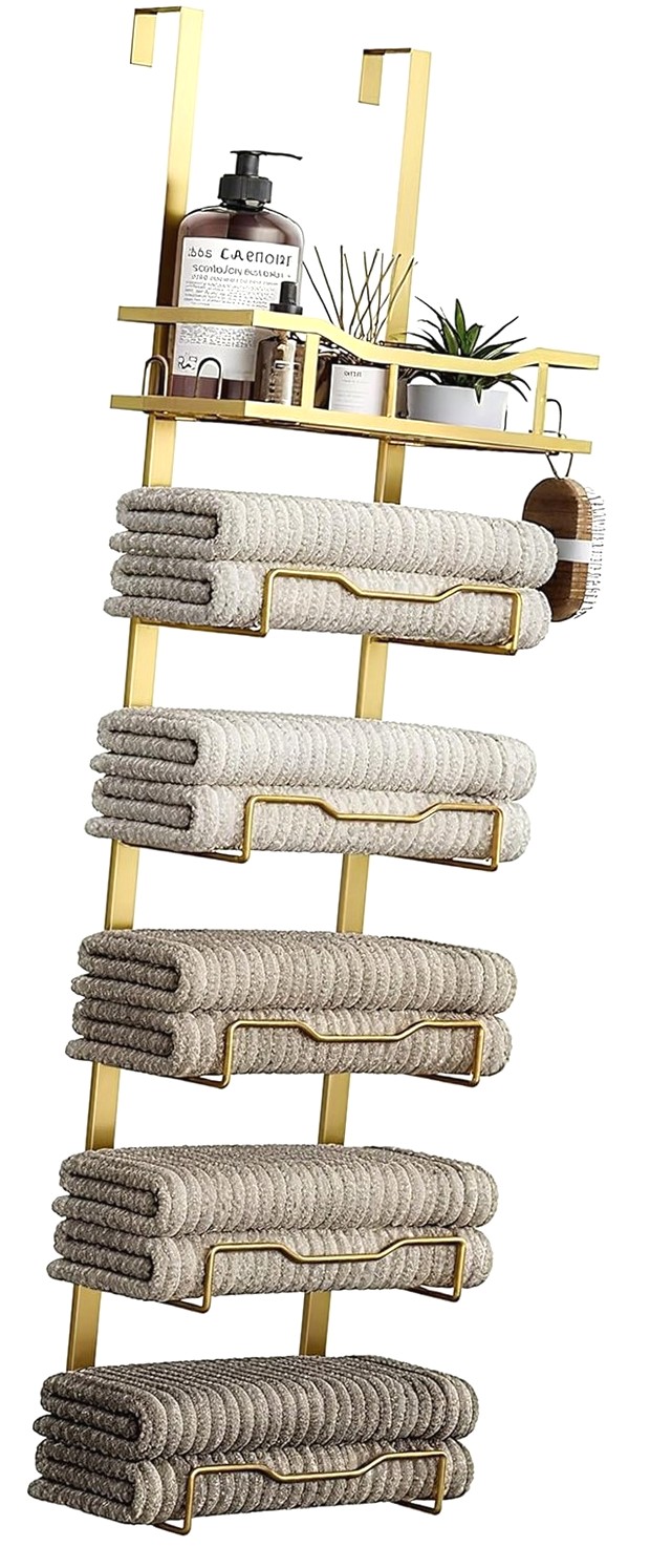 SKYSONIC Hanging Racks for Bathroom No Drill 6-Tier Over The Door ...