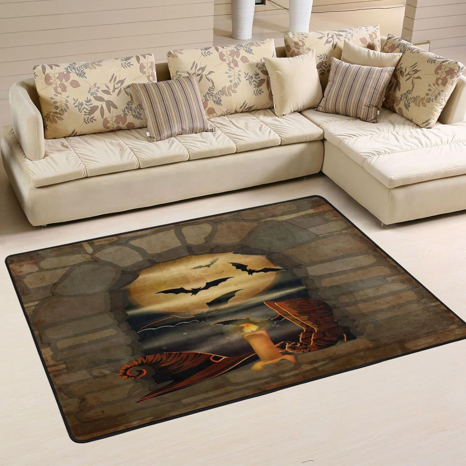 SKYSONIC Happy Halloween Night Non-Slip Area Rug, Witch Hat Boots ...