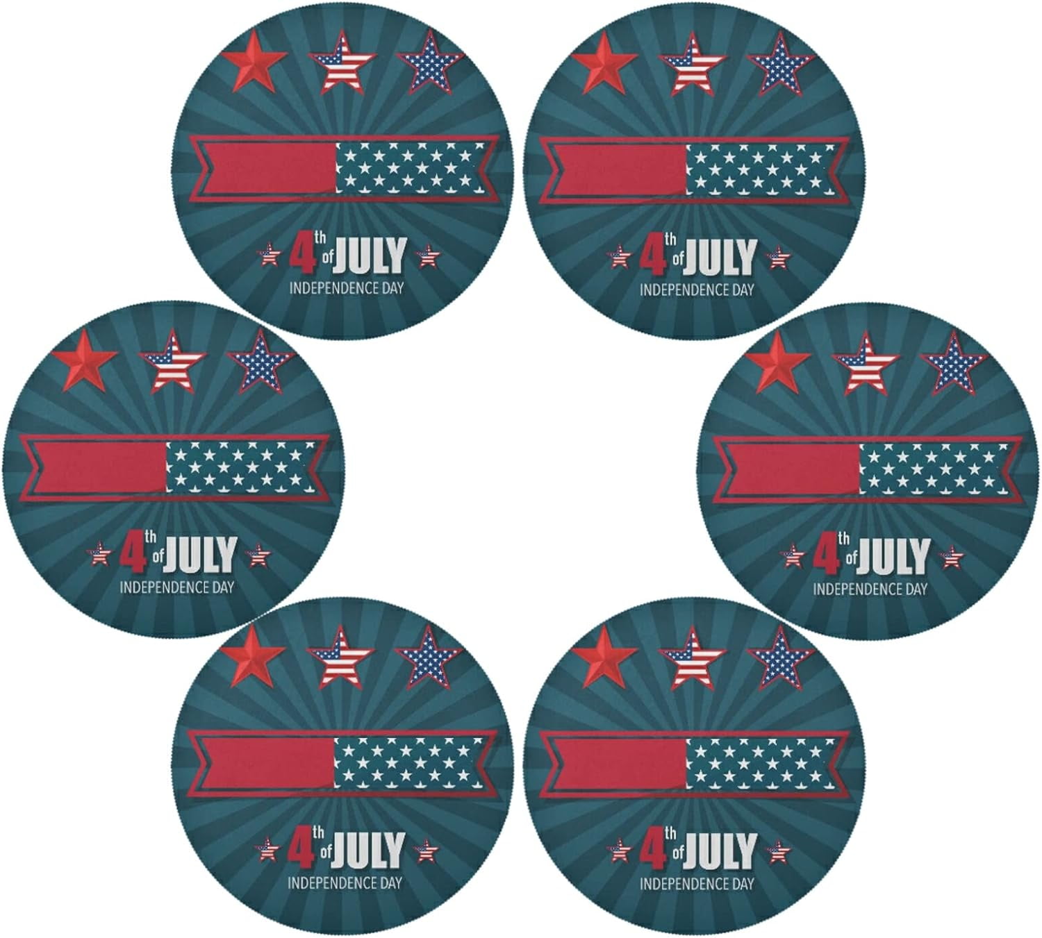 SKYSONIC Happy Independence Day Round Placemats for Dining Table Non ...