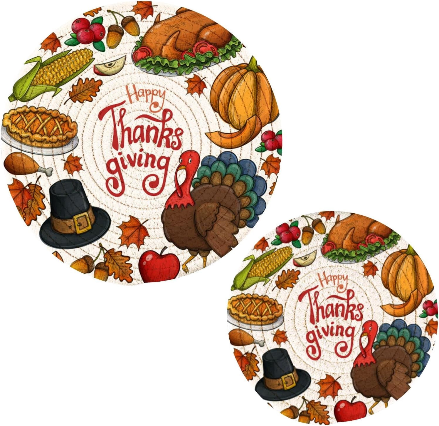 SKYSONIC Happy Thanksgiving Pot Holders Trivets, 2 Pcs Heat Resistant ...